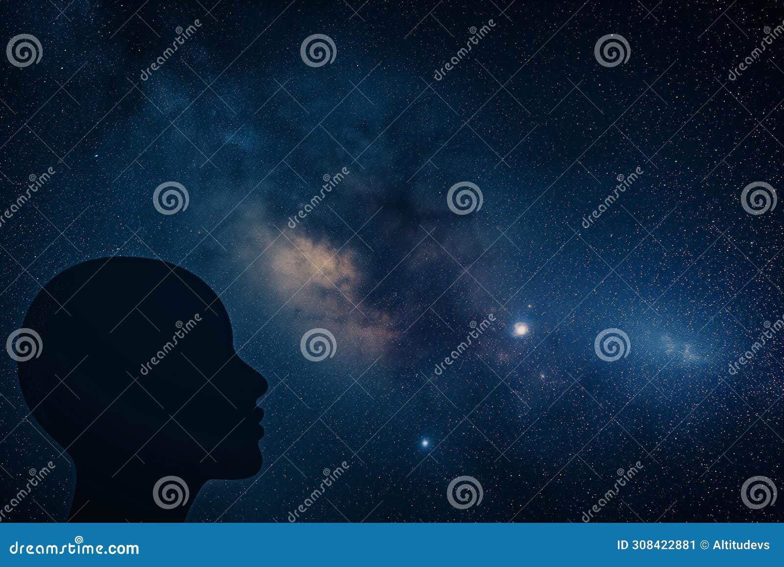 Human Head Profile Blended with Starry Night Sky Stock Image - Image of ...