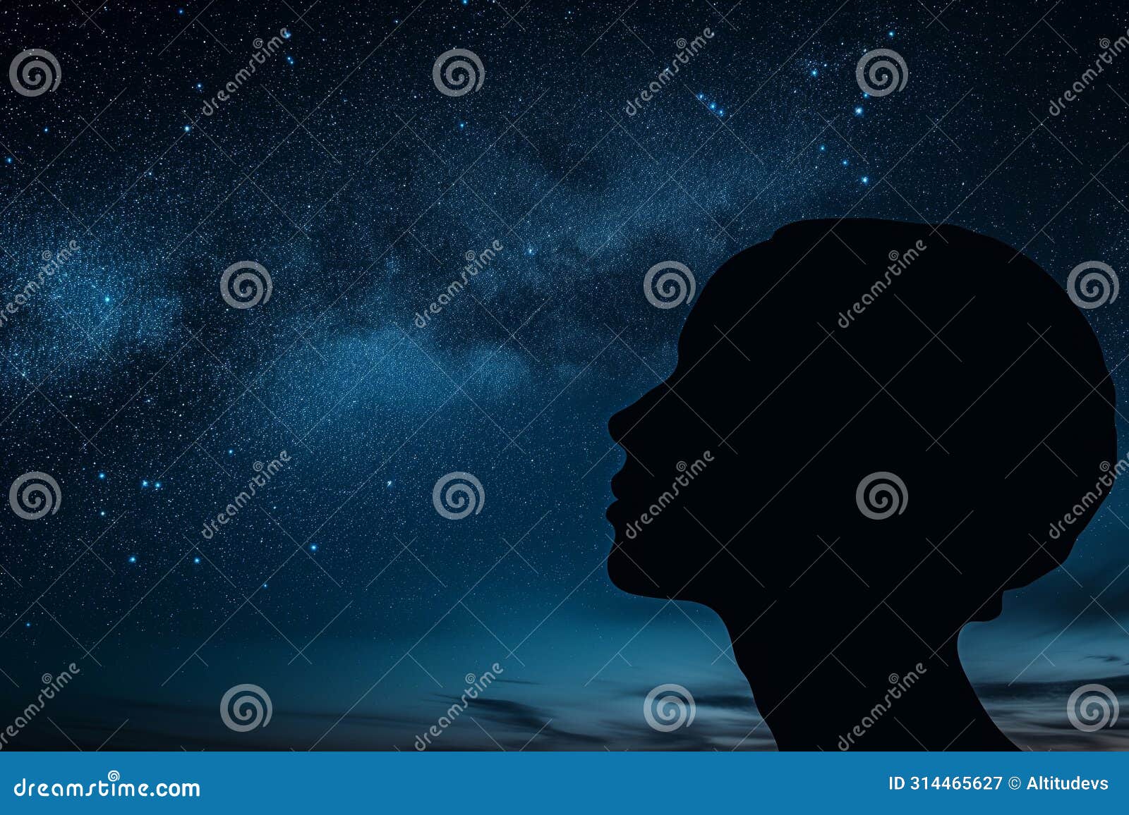 Human Head Profile Blended with Starry Night Sky Stock Image - Image of ...
