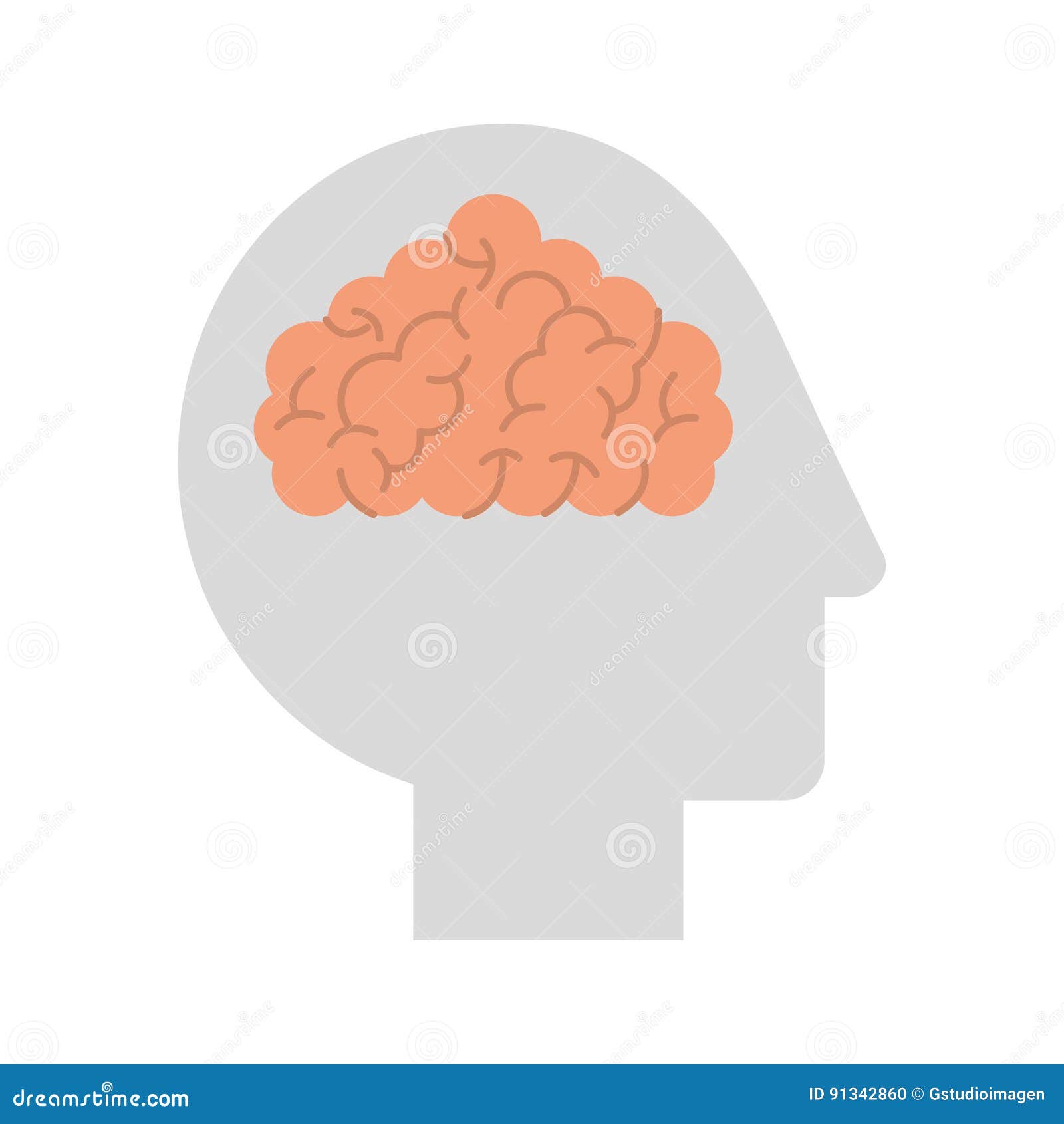 Human Head Profile with Brain Stock Vector - Illustration of human ...