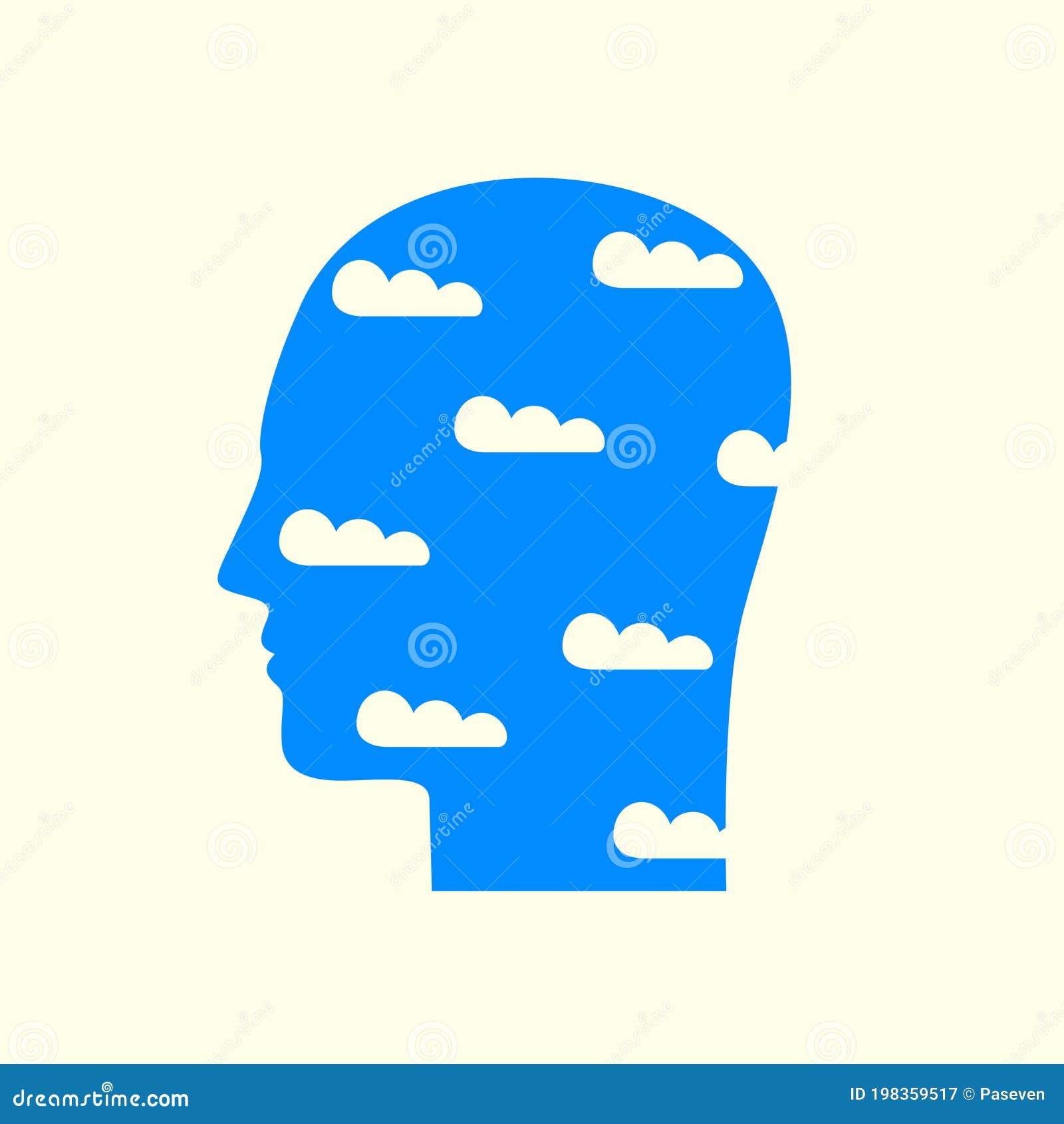 Human Head in Profile with Clouds in Blue Sky Stock Vector ...