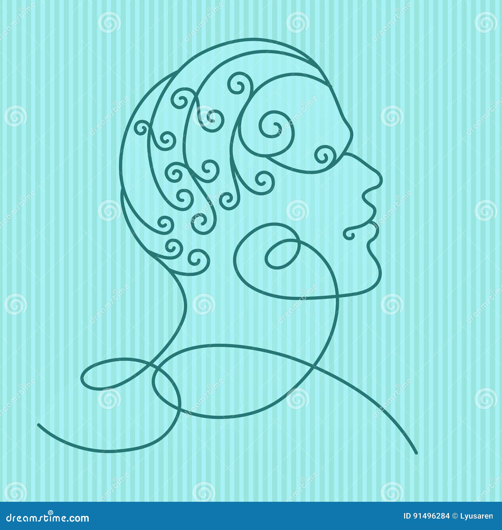 Human head profile stock vector. Illustration of object - 91496284