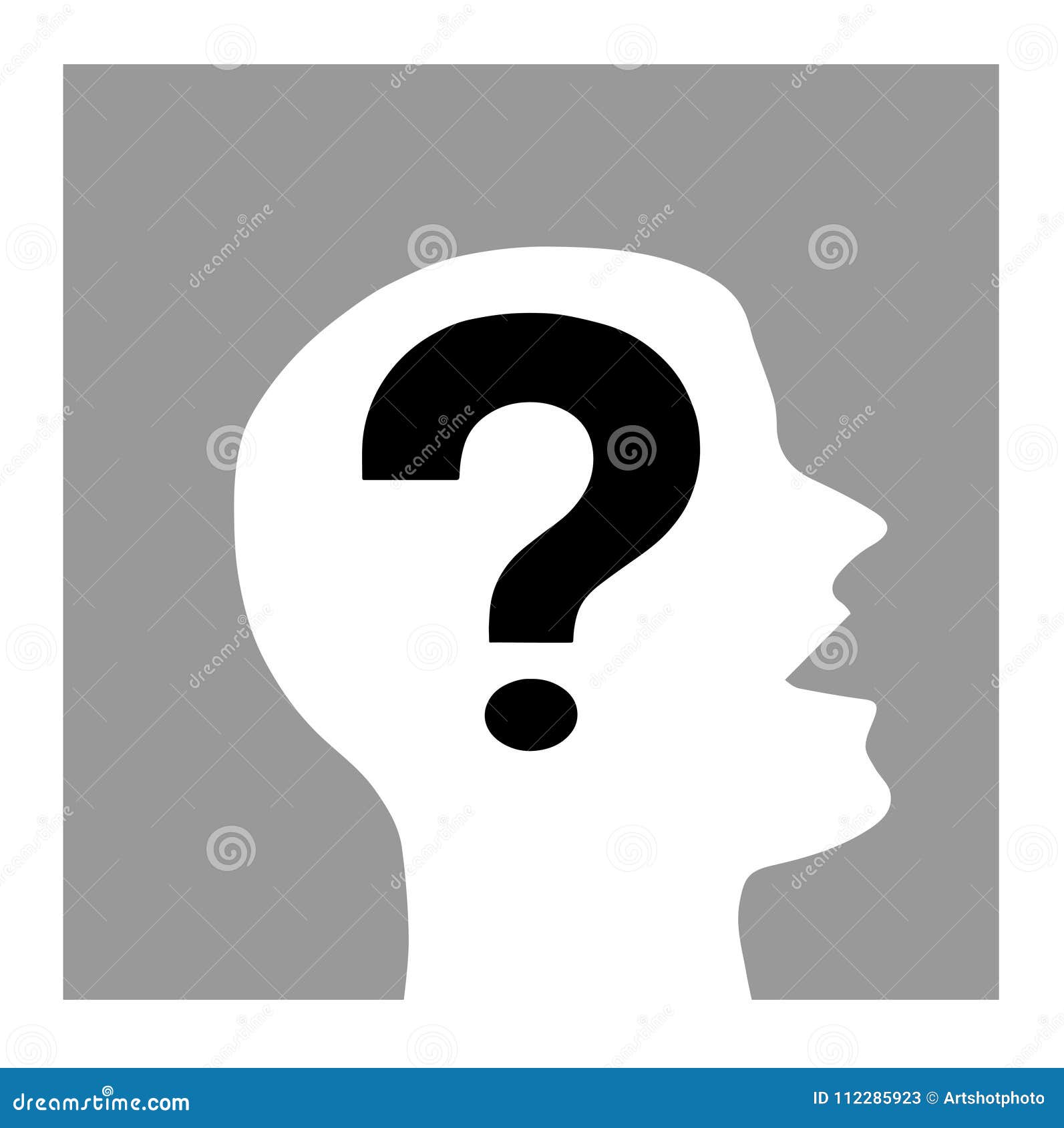 Human Head Profile with Question Mark Stock Illustration - Illustration ...