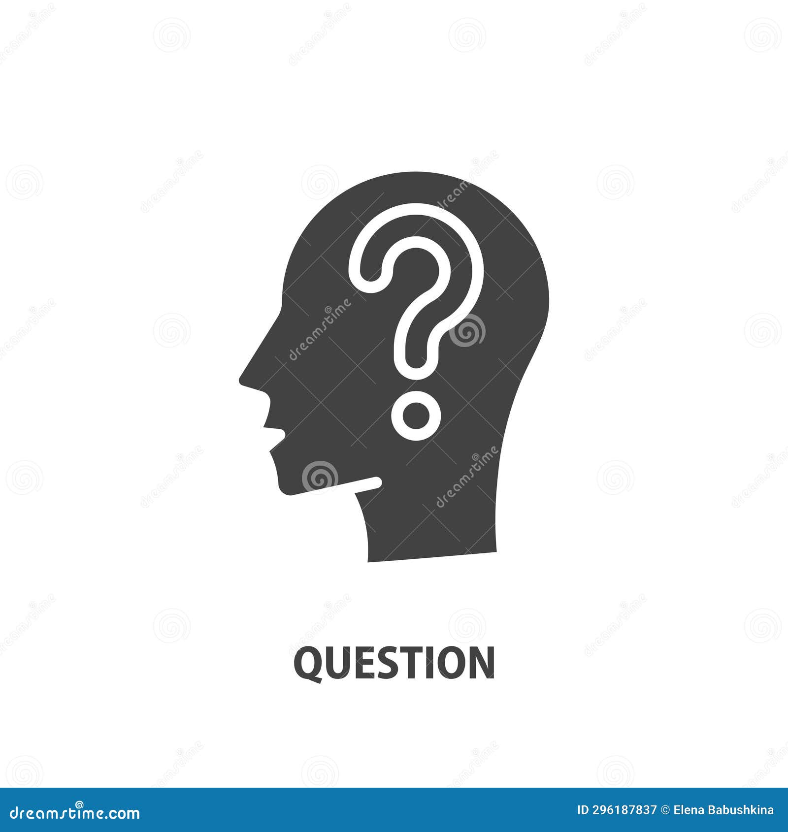 Human Head Profile with Question Mark Glyph Icon. Head Question Task ...