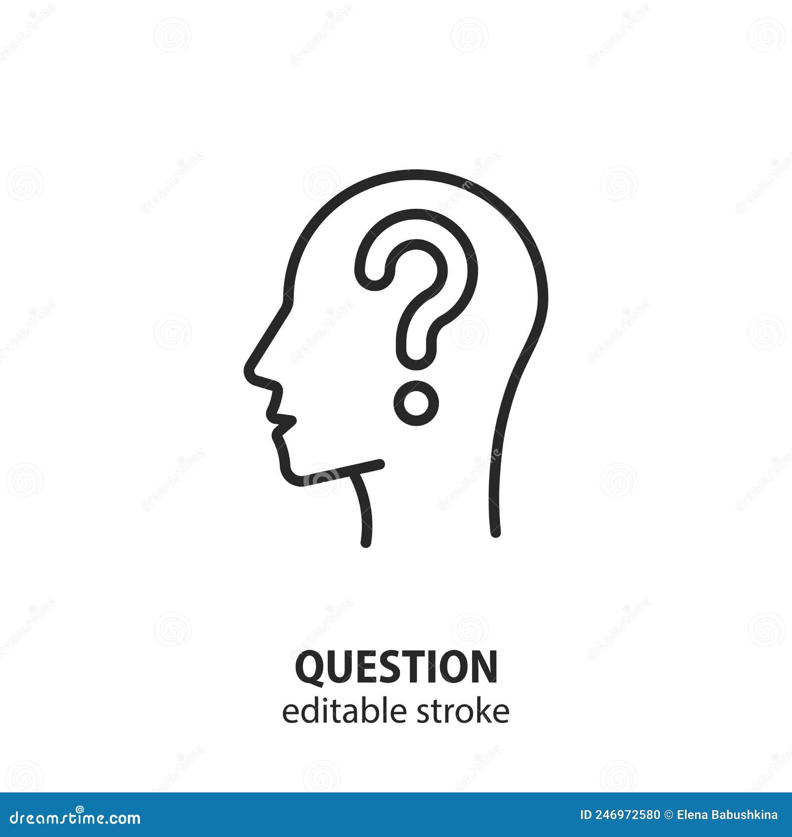 Human Head Profile with Question Mark Line Icon. Head Question Task ...