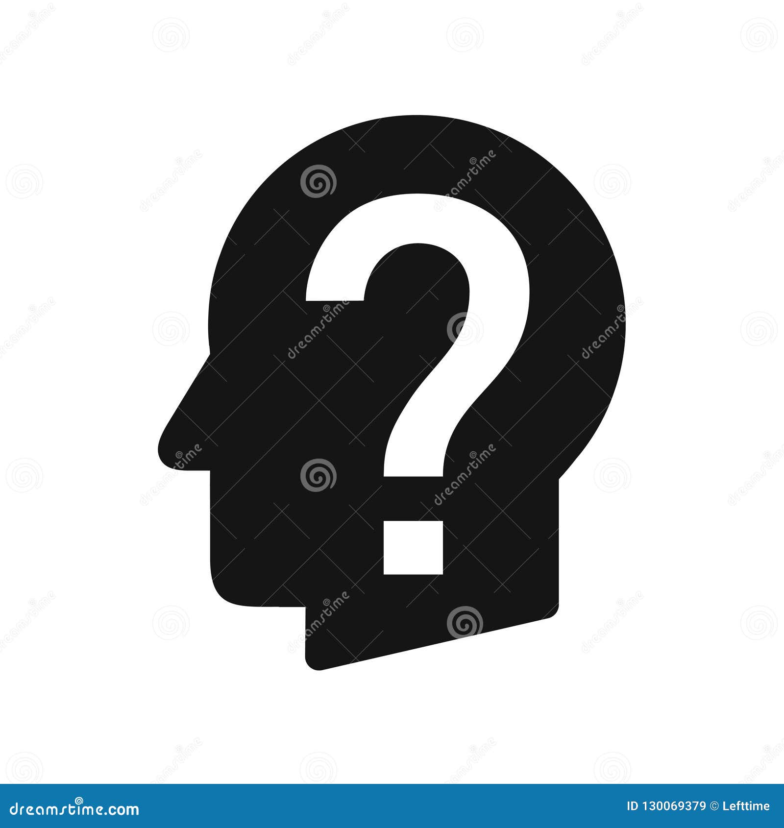 Human Head Profile With Question Mark, Perplexity, Problem Simple Black ...