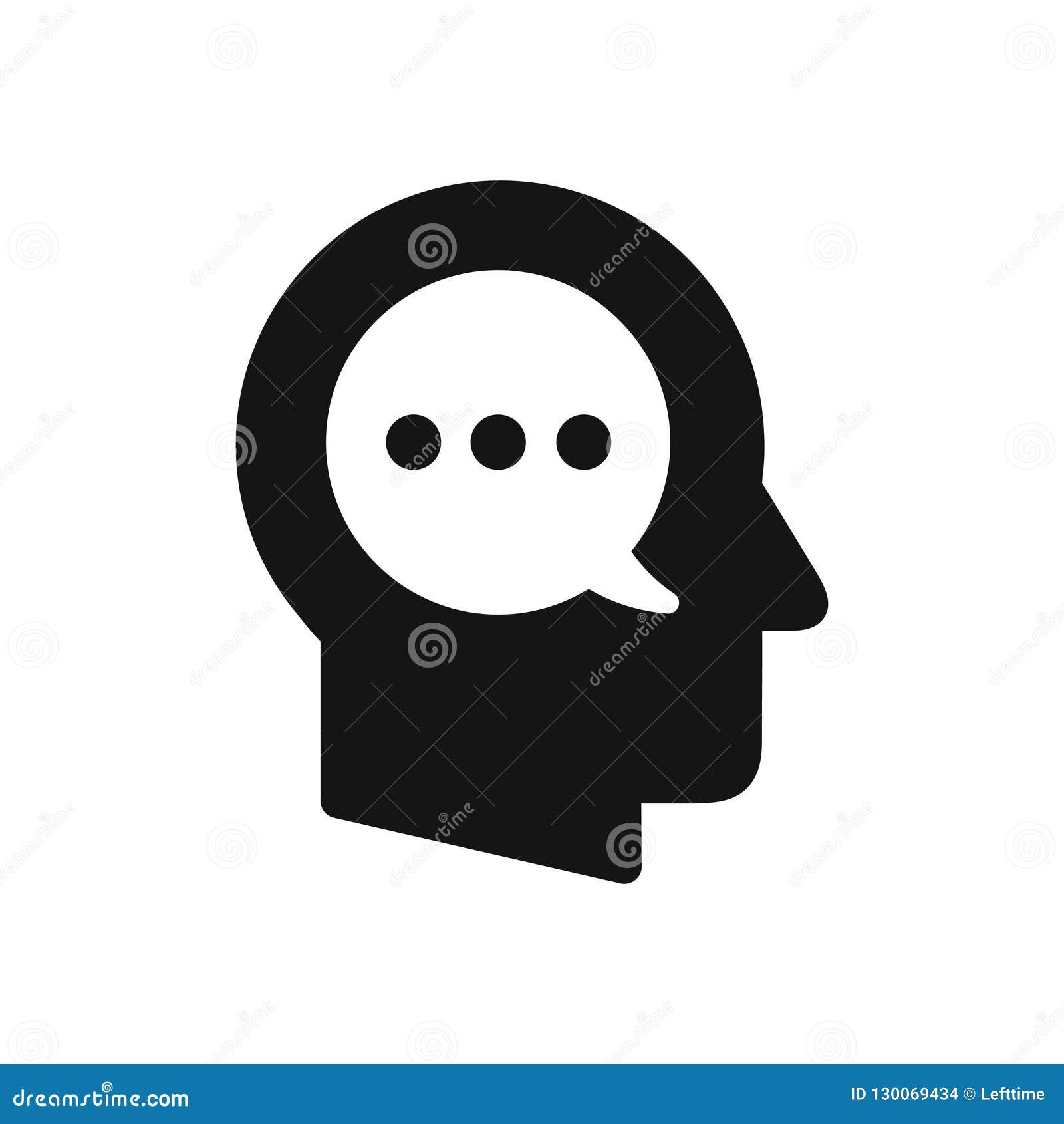 Human Head Profile with Speech Bubble Symbol, Inner Monologue, Thoughts ...