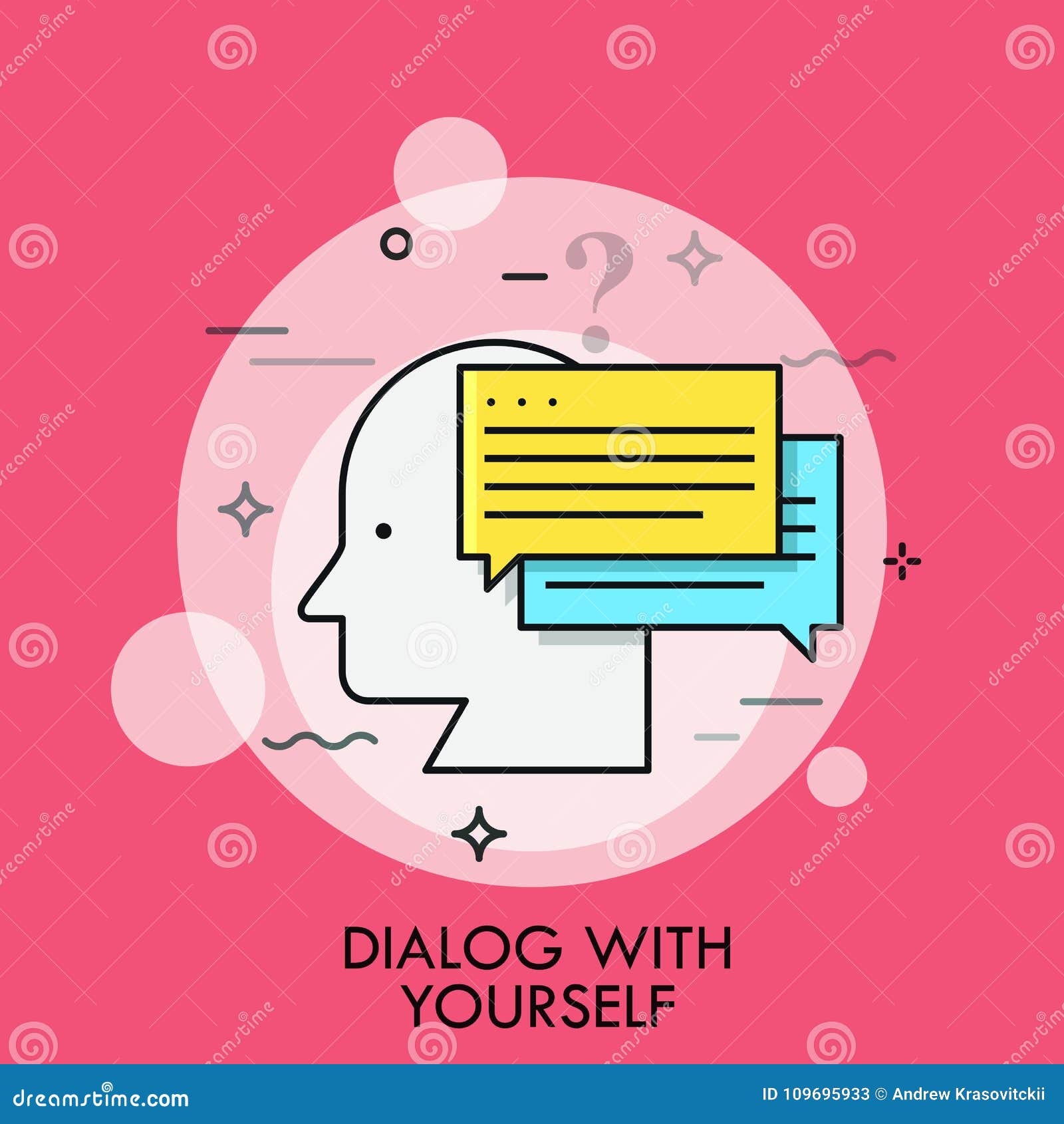 Human Head Profile and Speech Bubbles. Concept of Dialog with Yourself ...