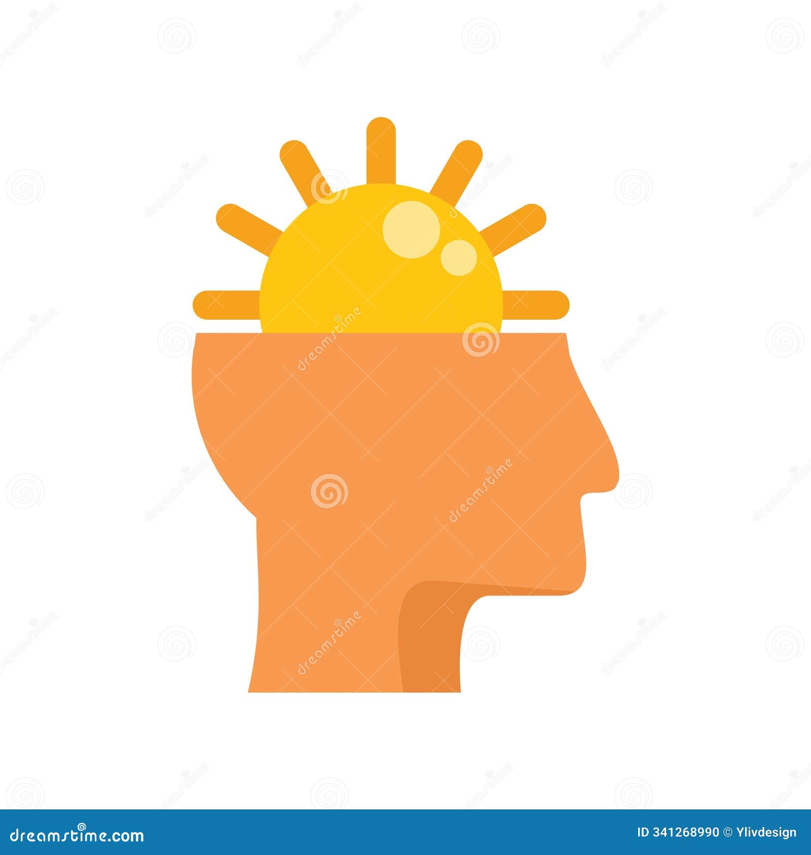 Human Head Profile with Sun Shining Inside Representing Positive ...