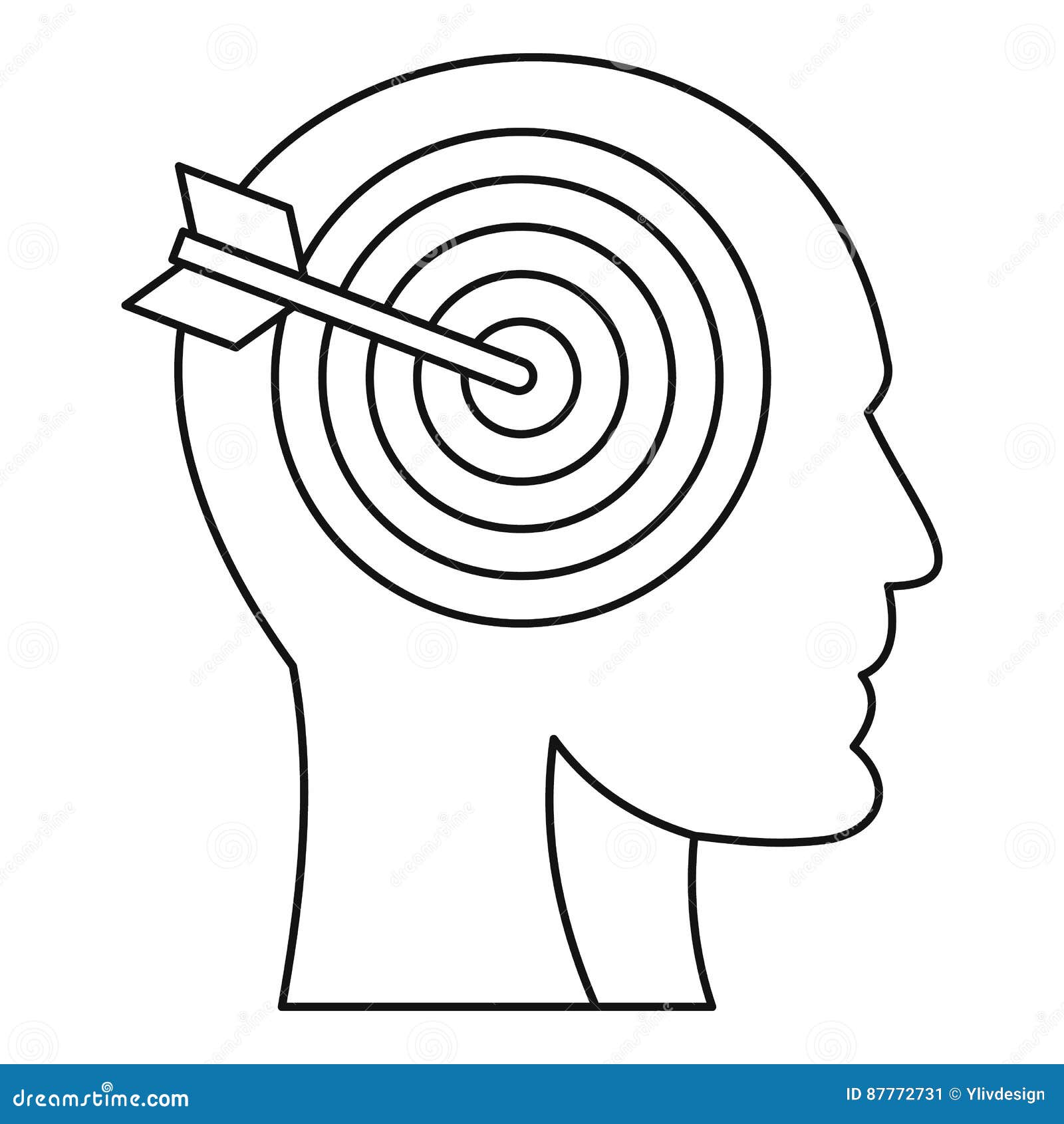 Human Head Profile with Target Inside Icon Stock Vector - Illustration ...