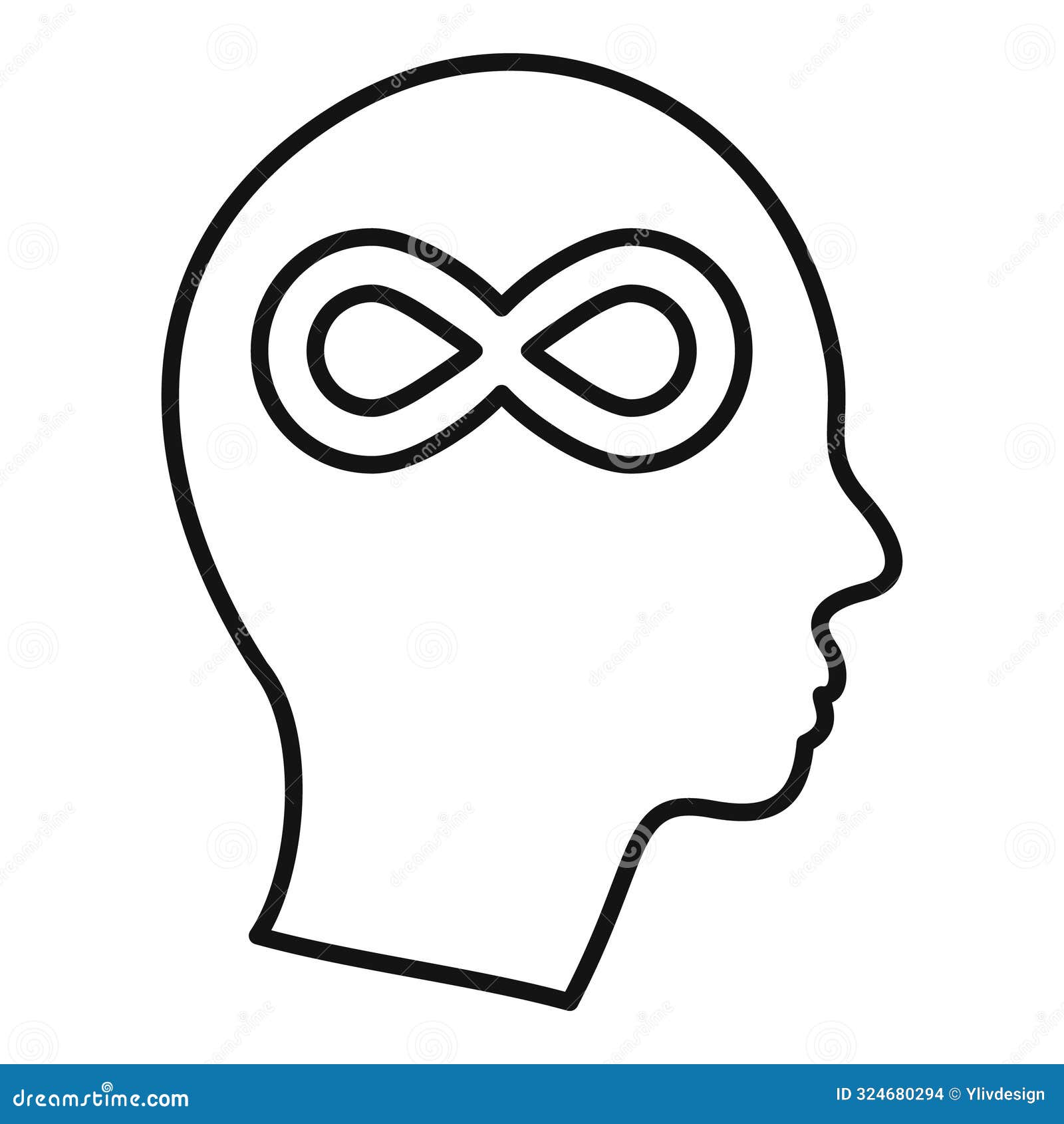 Human Head Profile Thinking Infinity Symbol Representing Infinite ...
