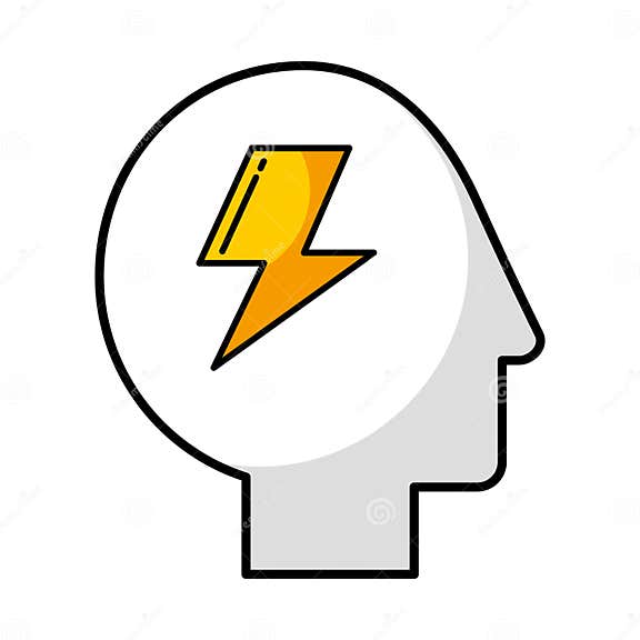 Human Head Profile with Thunder Stock Vector - Illustration of human ...