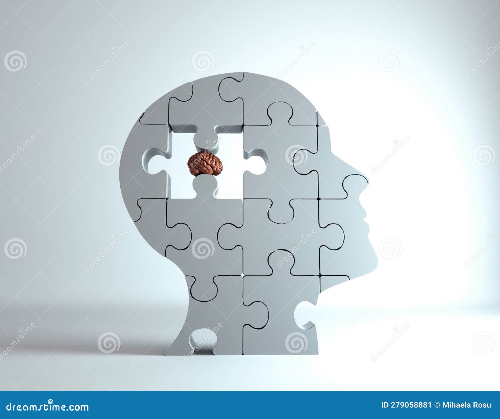 Human Head Profile and a Visible Brain Stock Illustration ...