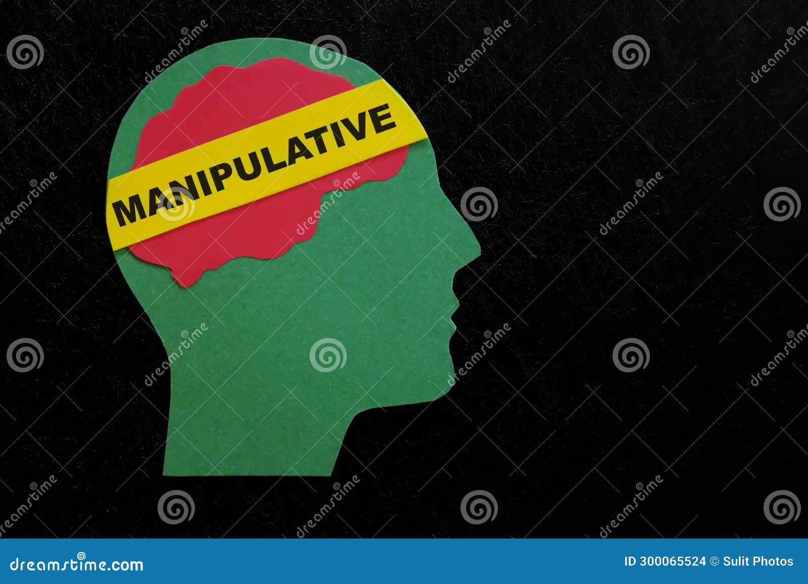 Human Head Profile with Word Manipulative in Dark Black Background ...