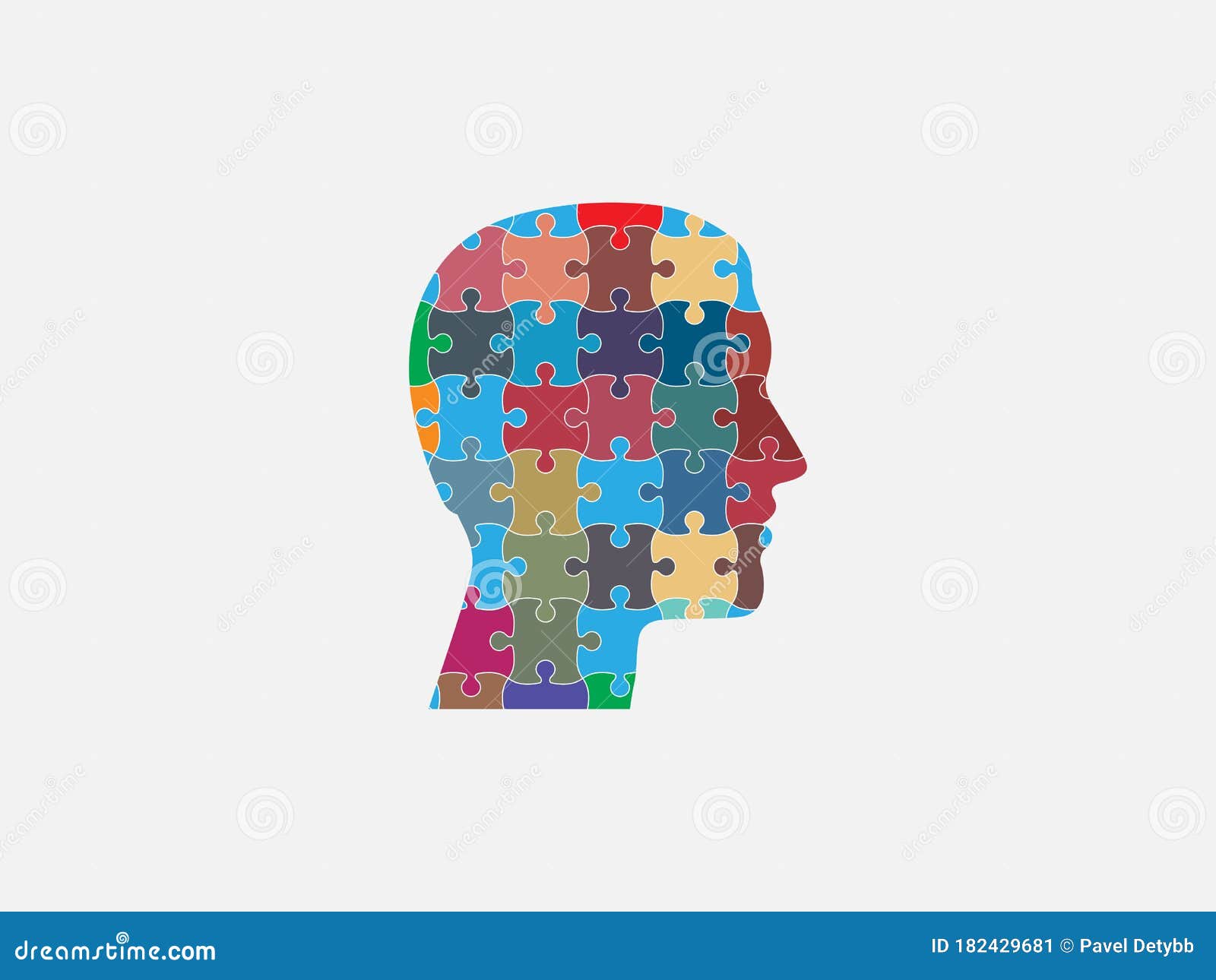 Human Head, Puzzle Icon. Vector Illustration, Flat Design Stock ...