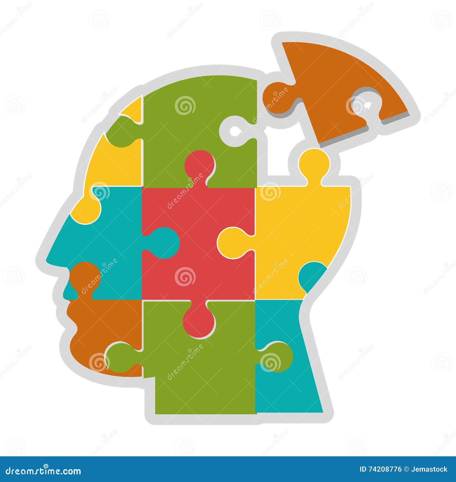 Human Head in Puzzle Pieces Icon Stock Illustration - Illustration of ...