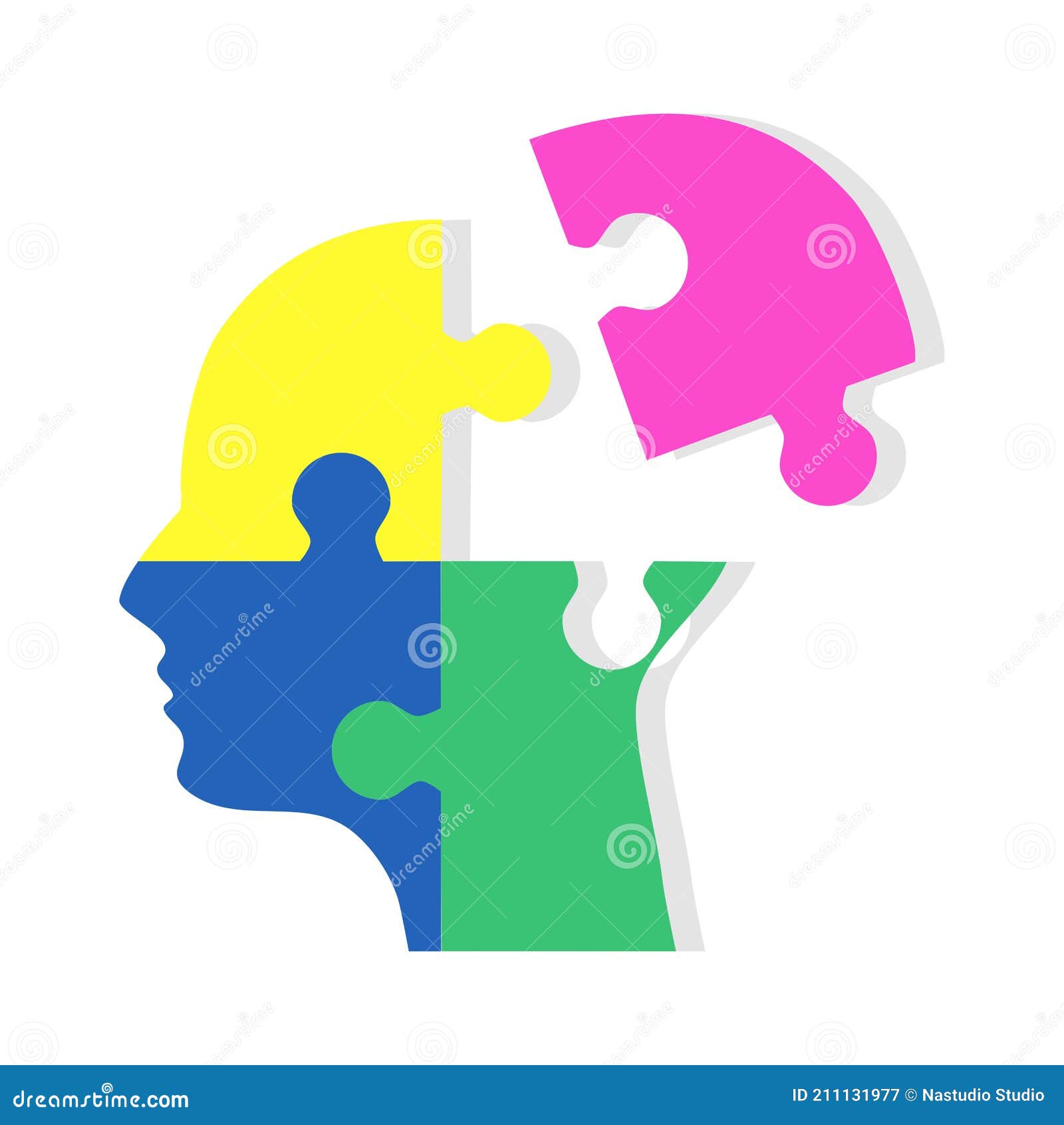 Human Head in Puzzle Pieces Icon. Human Head Shaped Jigsaw Puzzle ...