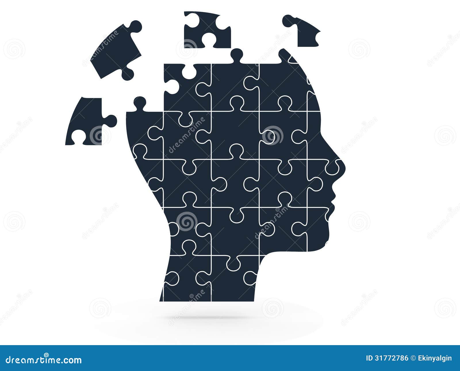 Human Head and Puzzle Pieces Stock Illustration - Illustration of ...