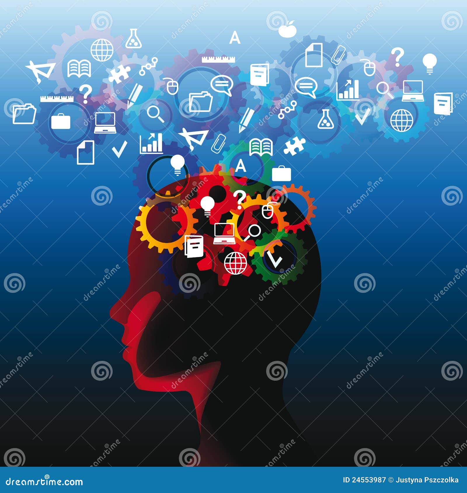 Human head with question stock illustration. Illustration of people ...