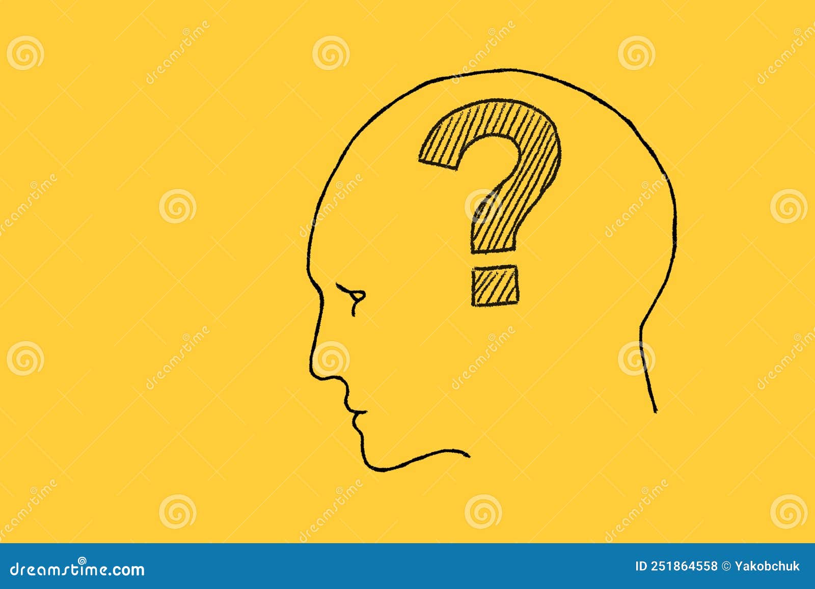 Human Head with Question Mark Stock Illustration - Illustration of ...