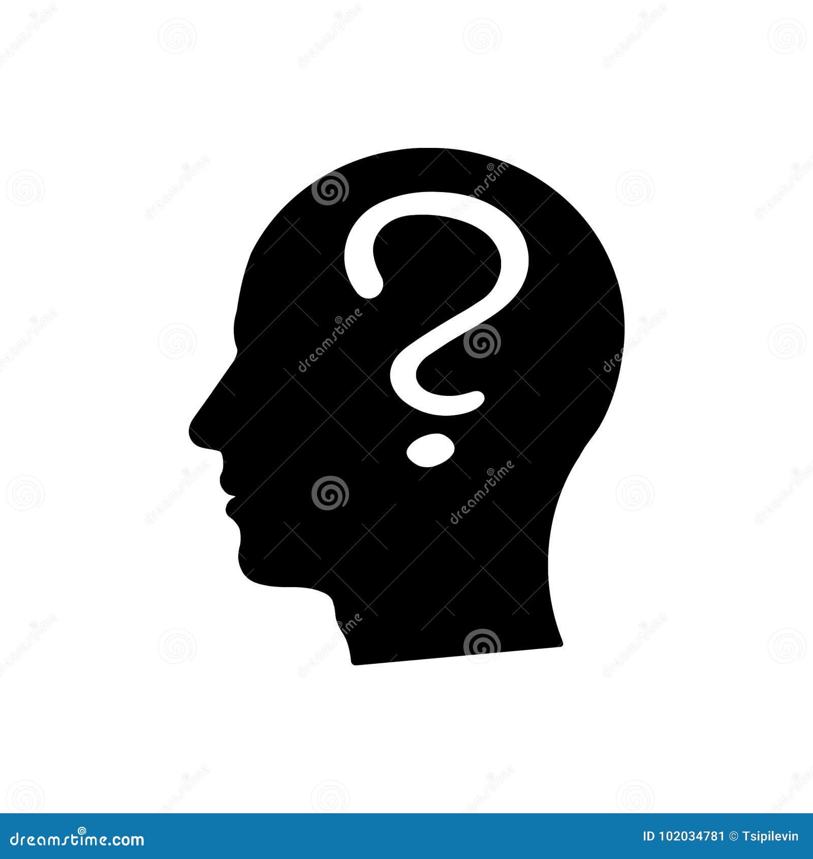 Human Head Silhouette with Question Mark Illustration Stock ...
