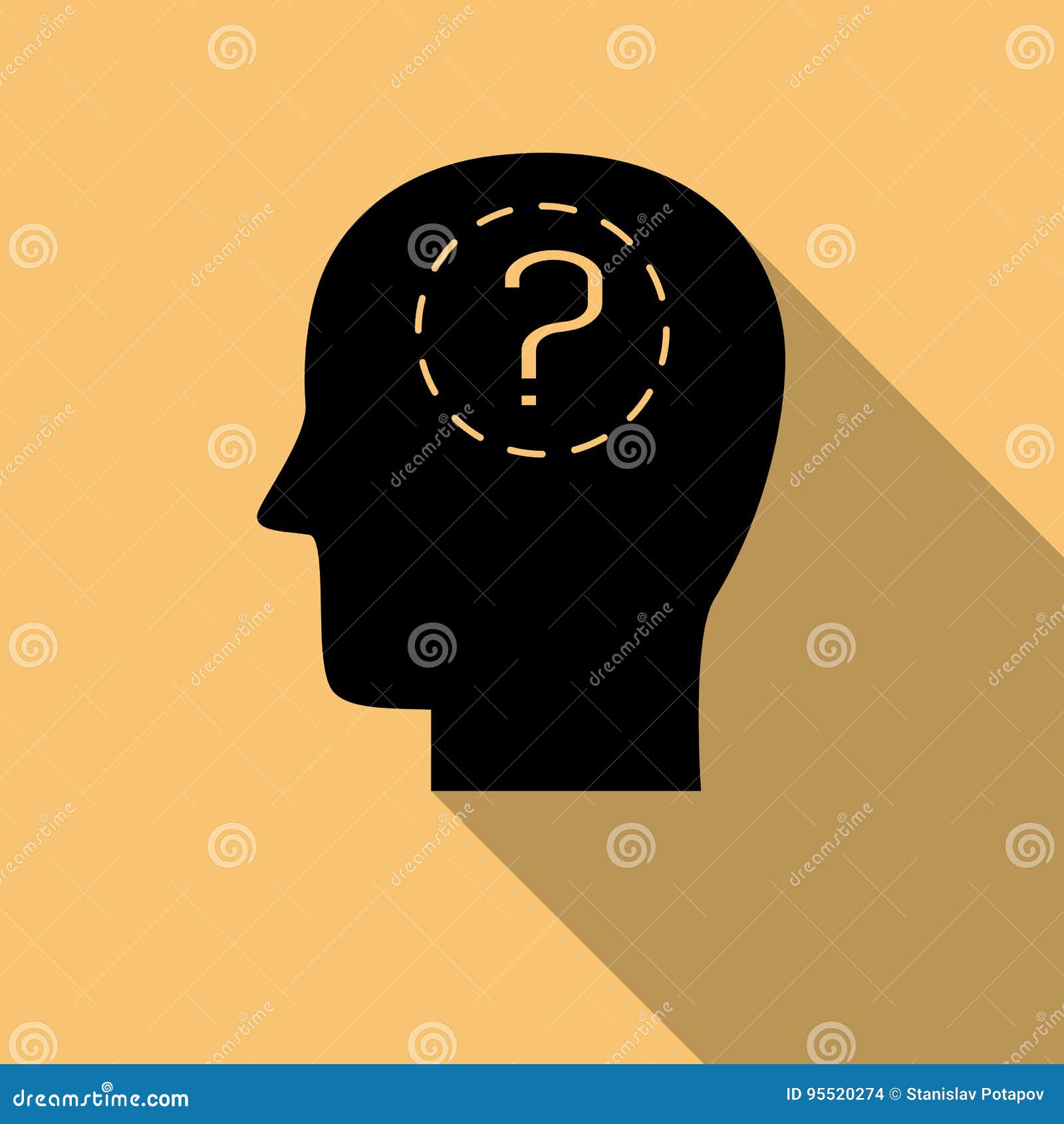 Human Head and Question Mark with Long Shadow Stock Vector ...