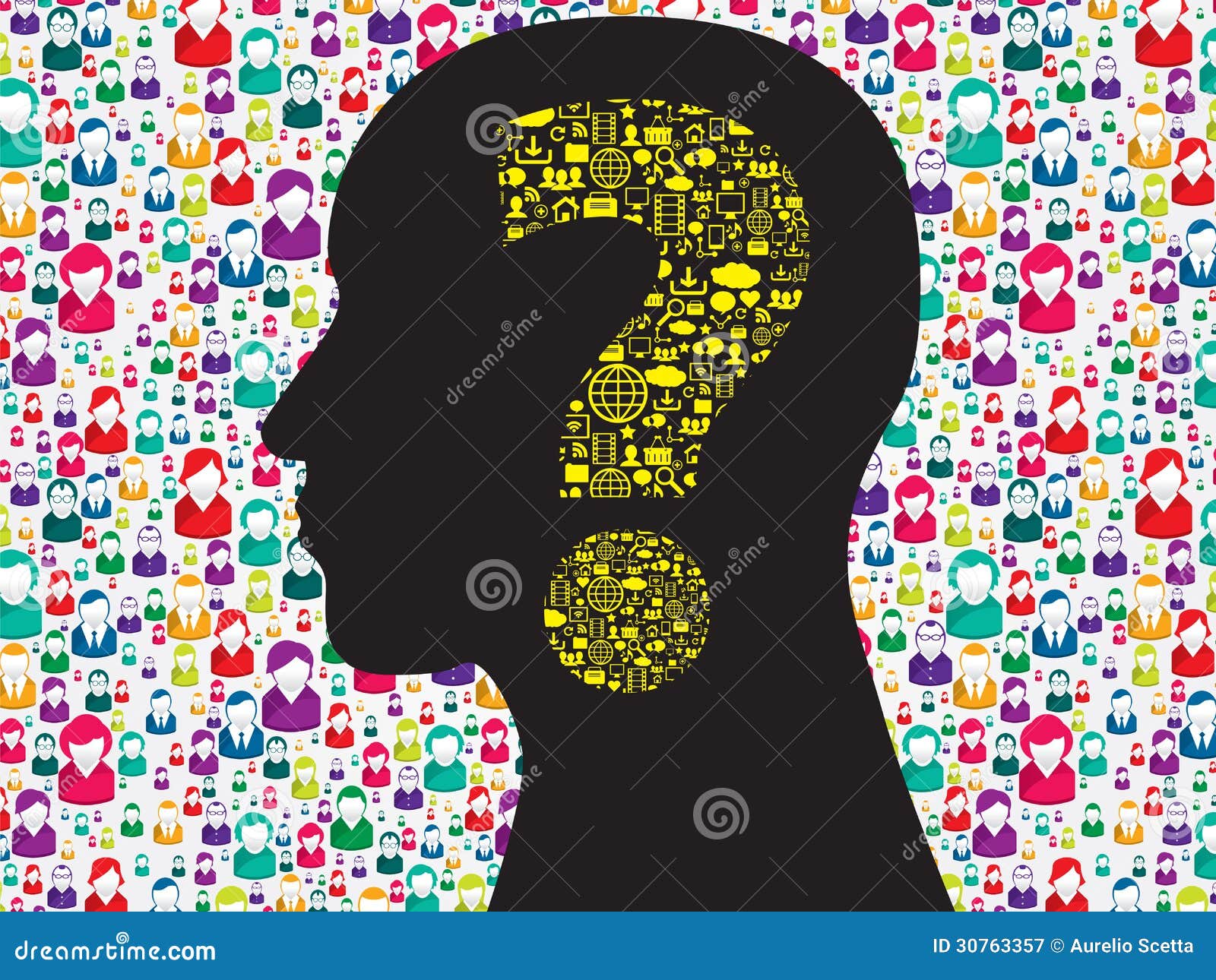 Human Head with Question Mark Symbol Stock Vector - Illustration of ...