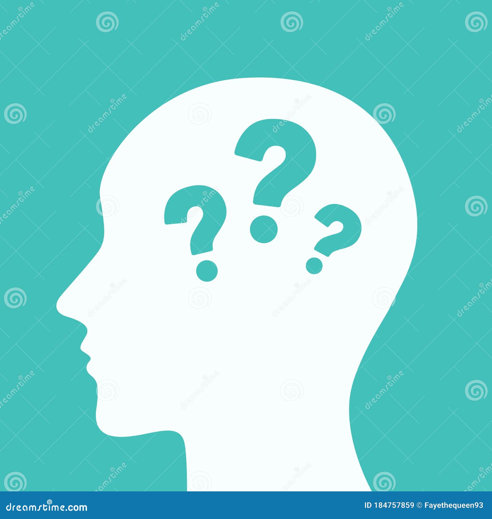 Human Head with Question Marks Symbol Isolated on Background. Stock ...