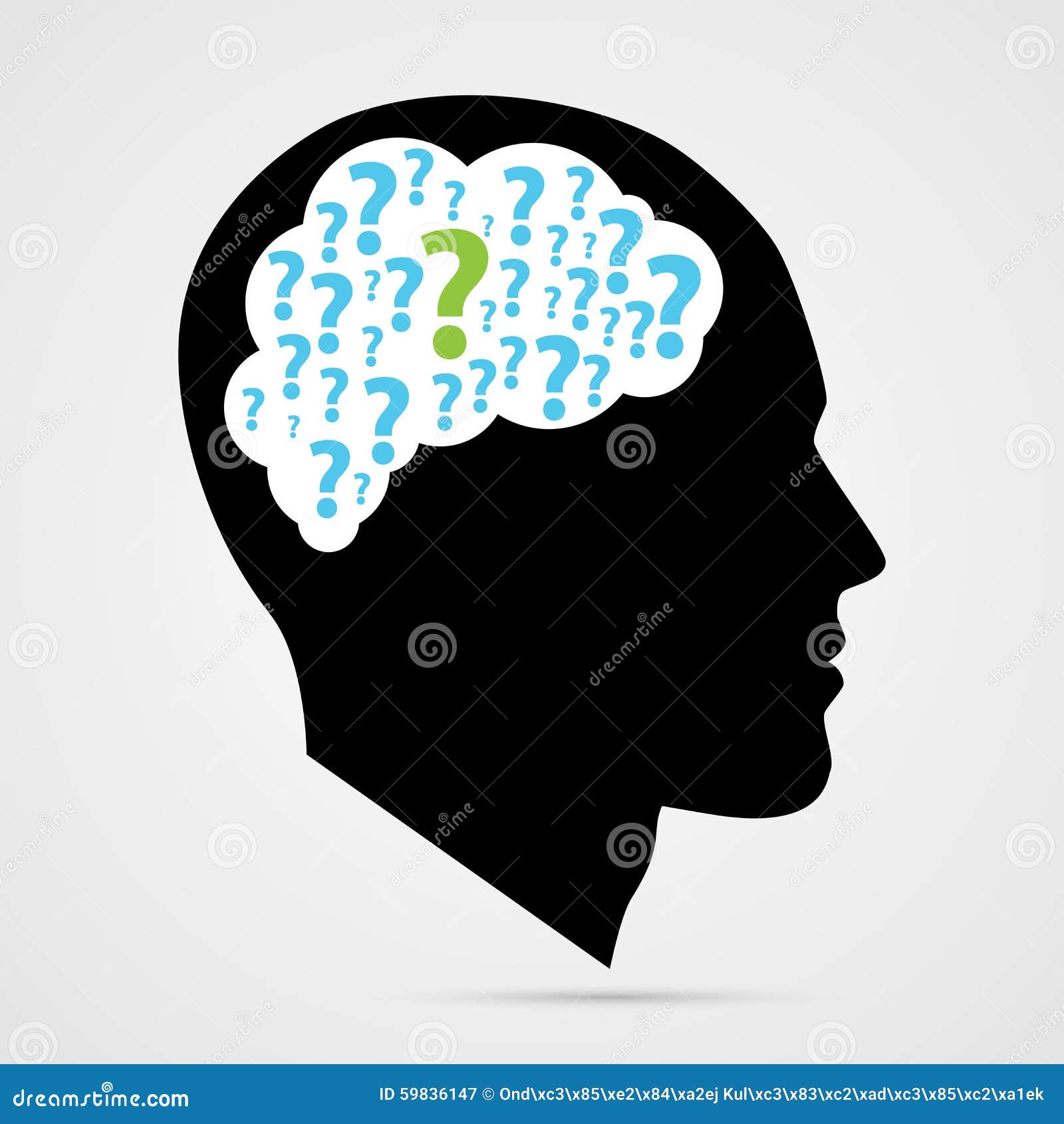 Human Head with Question Marks. Vector Illustration Stock Vector ...