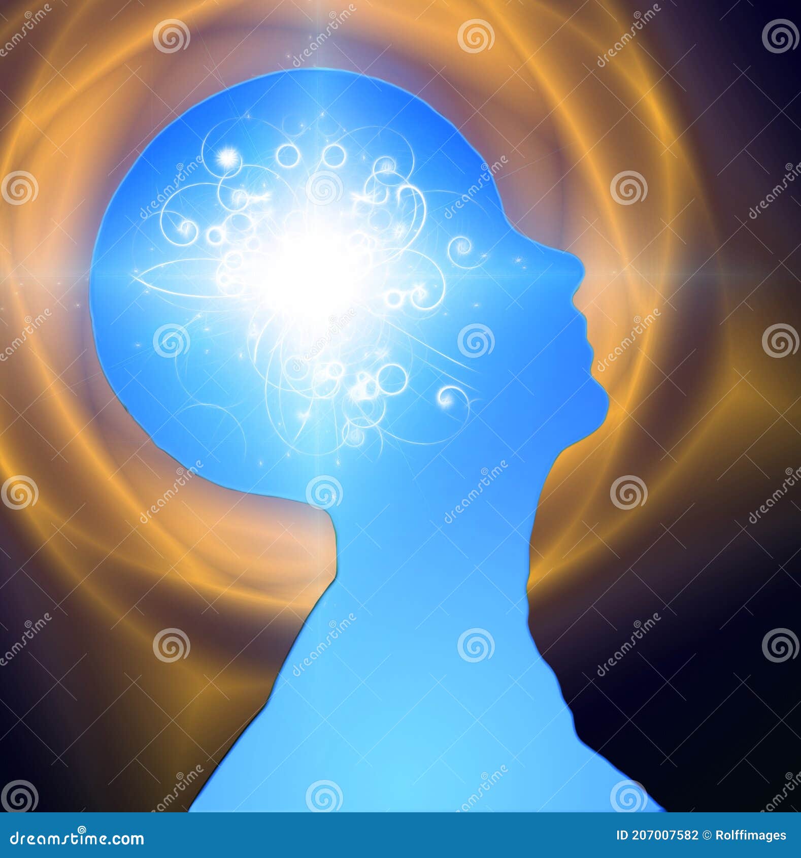 Human Head Radiates Light stock illustration. Illustration of icon ...