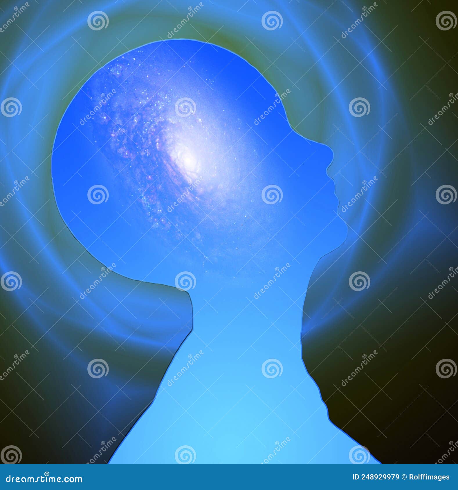 Human Head Radiates Light stock illustration. Illustration of concept ...