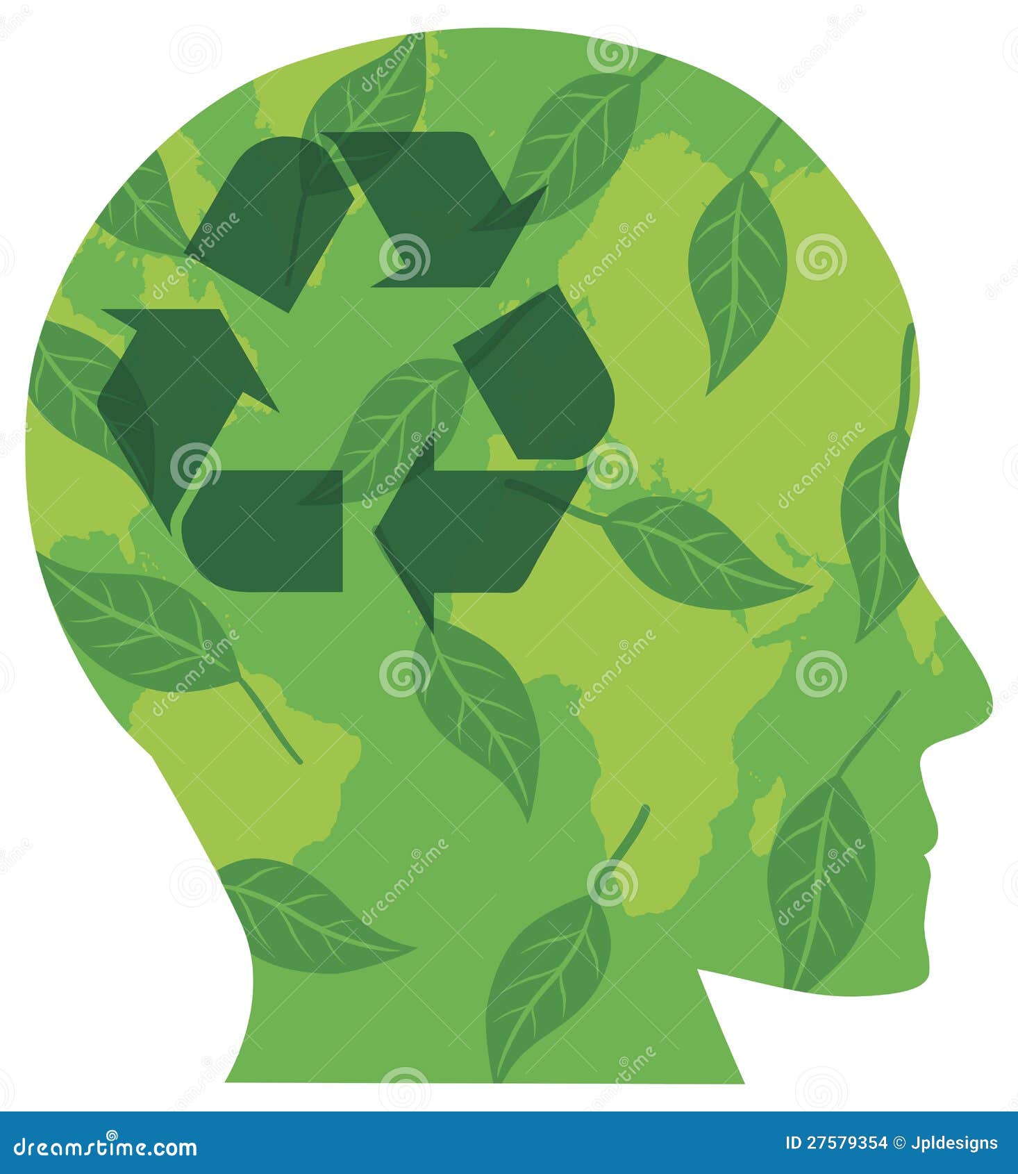 Human Head with Recycle Symbol Illustration Stock Illustration ...