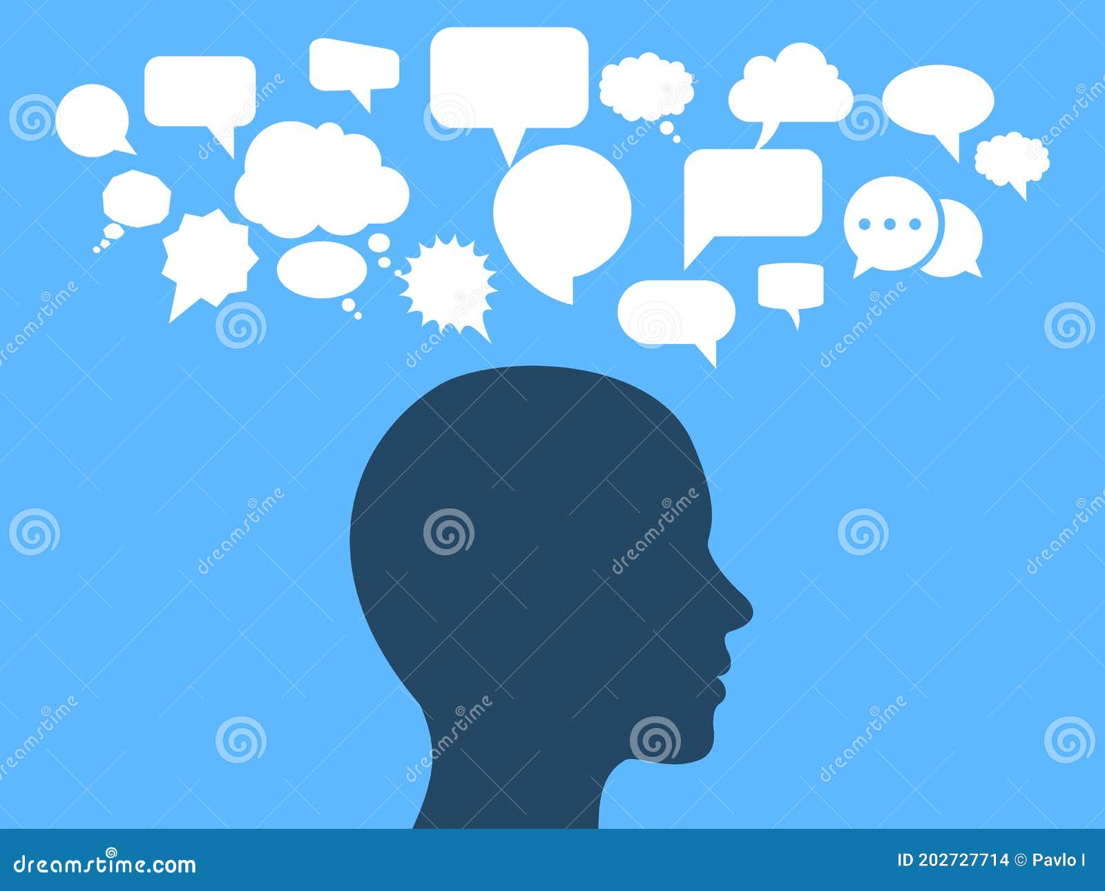 Human Head in Reflection, Thinking, Creativity, Arguments - Vector ...