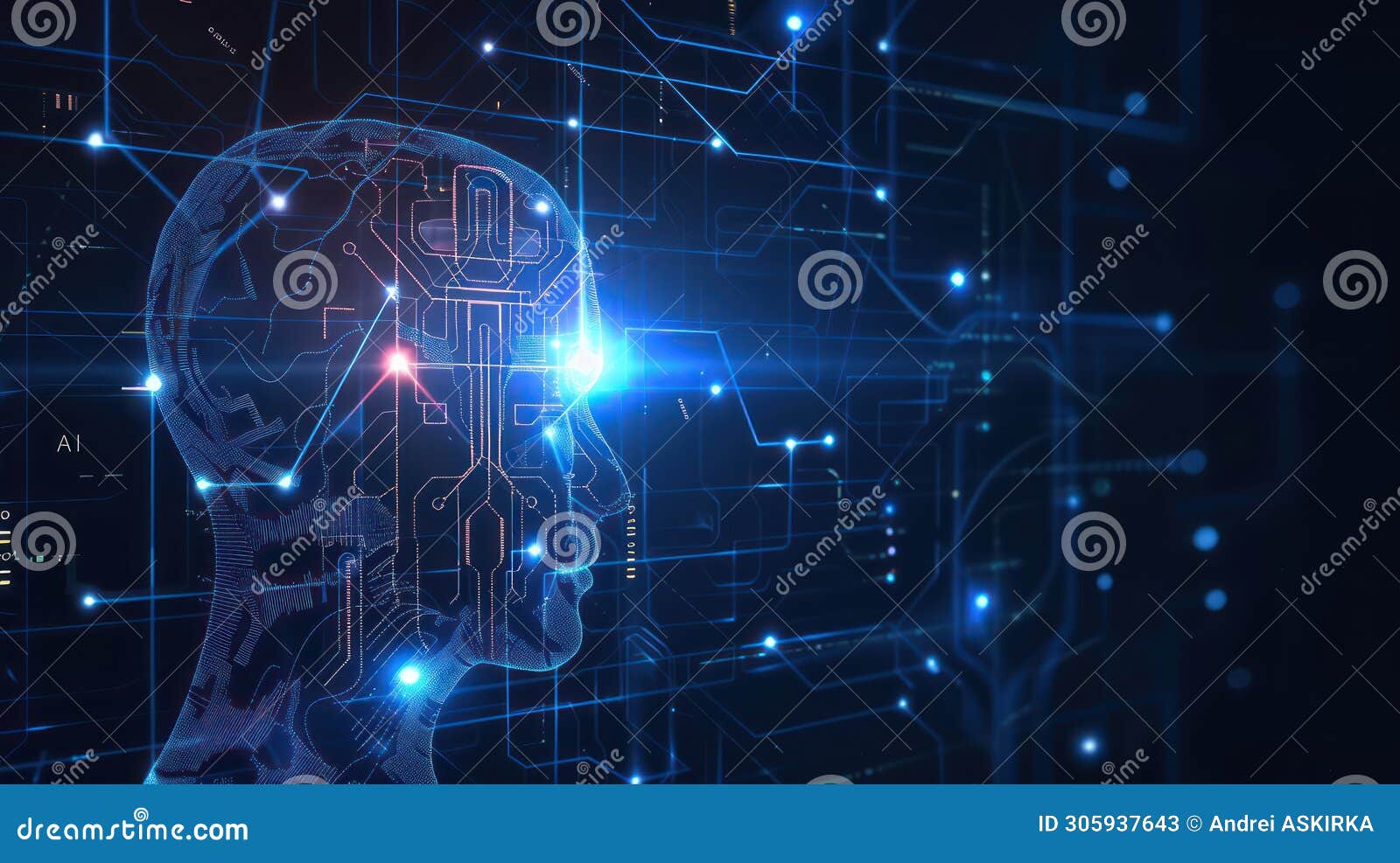 Human Head S Brain Structure Entwined with Electronic Circuits ...
