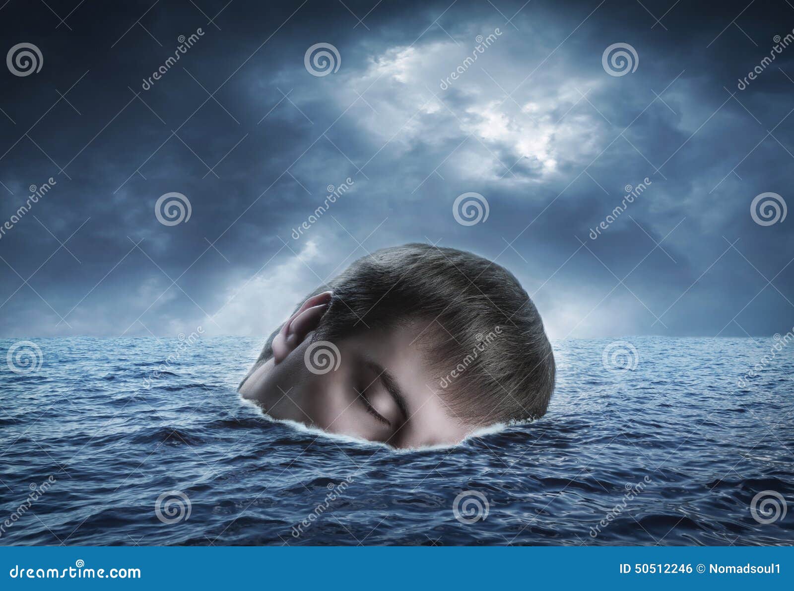 Human head in the sea stock photo. Image of island, eveninh - 50512246