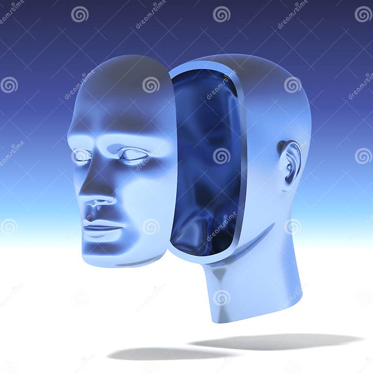 Human Head with Separate Face Stock Illustration - Illustration of ...