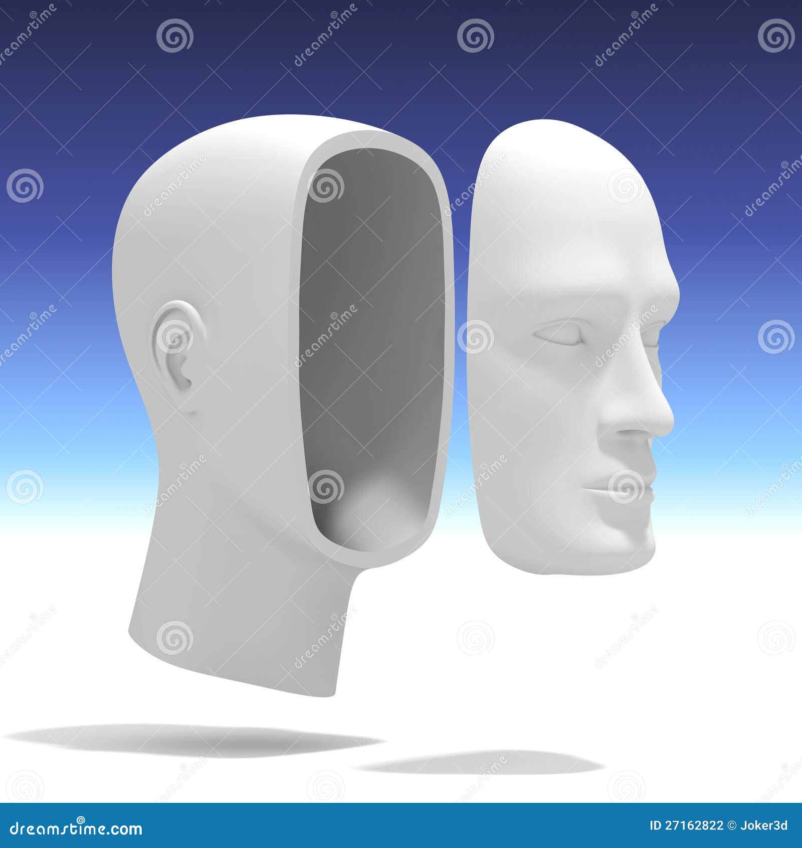 Human Head with Separate Face Stock Illustration - Illustration of mask ...