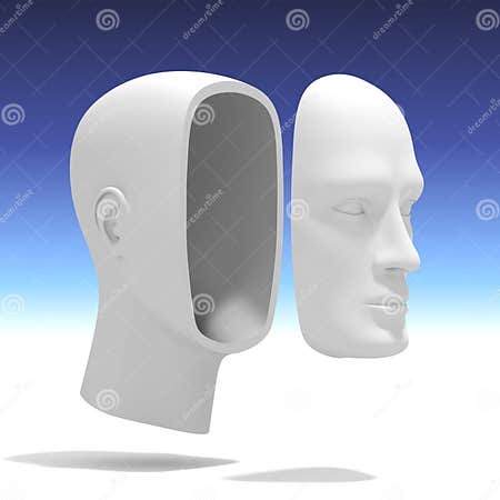 Human Head with Separate Face Stock Illustration - Illustration of mask ...
