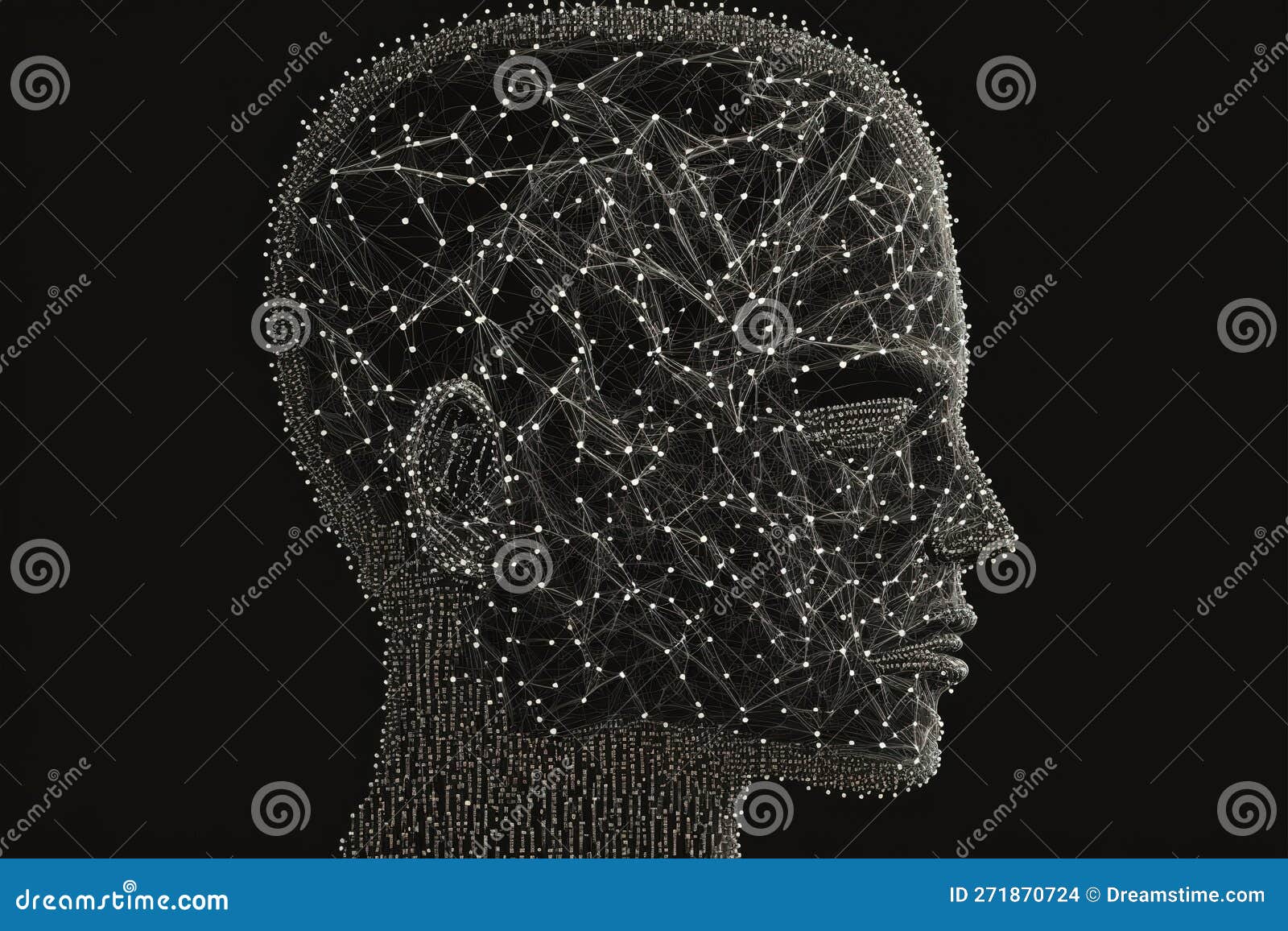 Human Head Shape Made from a Large Grid of Pins Connected with String ...