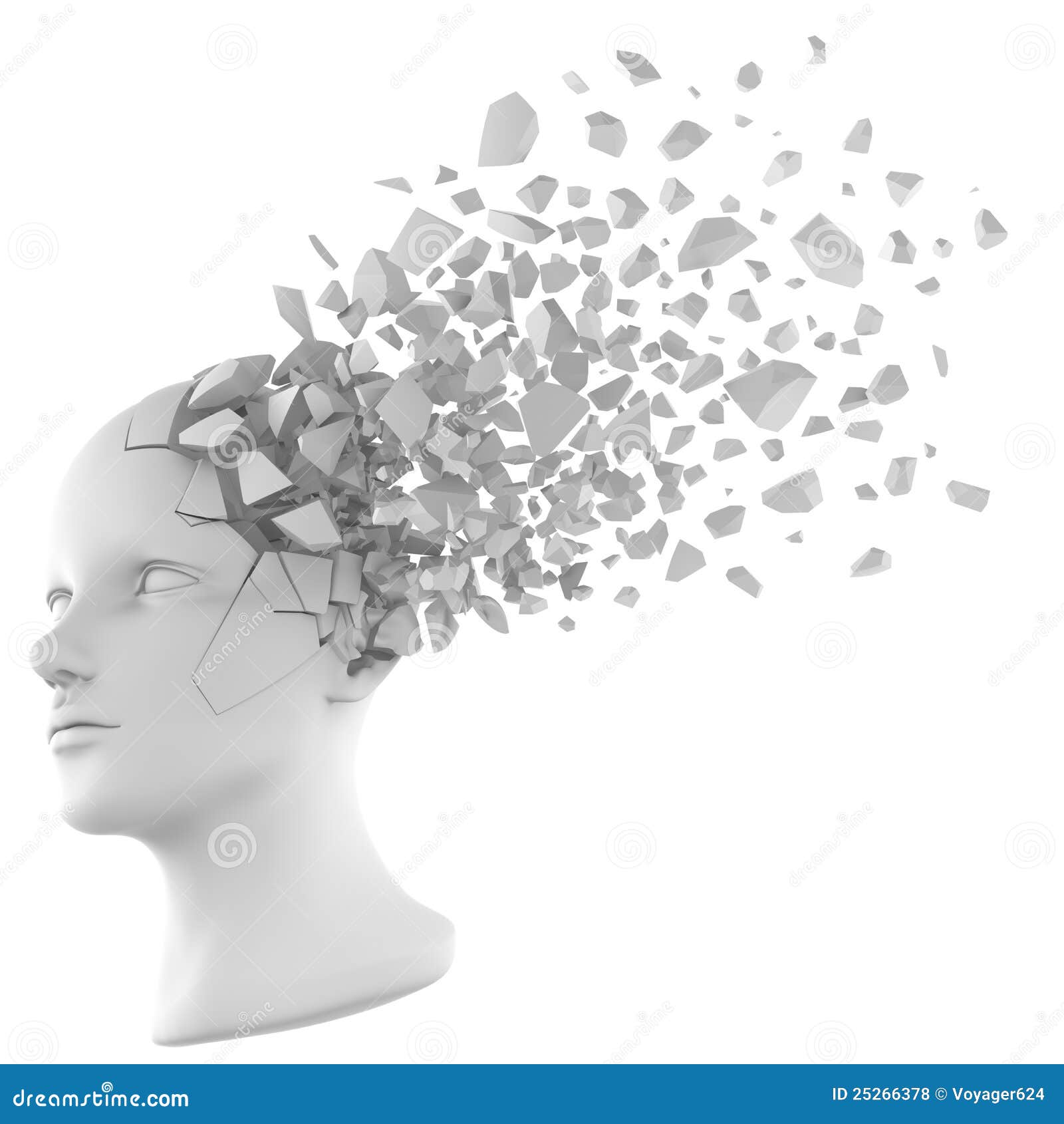 Human head shatter white stock illustration. Illustration of ...