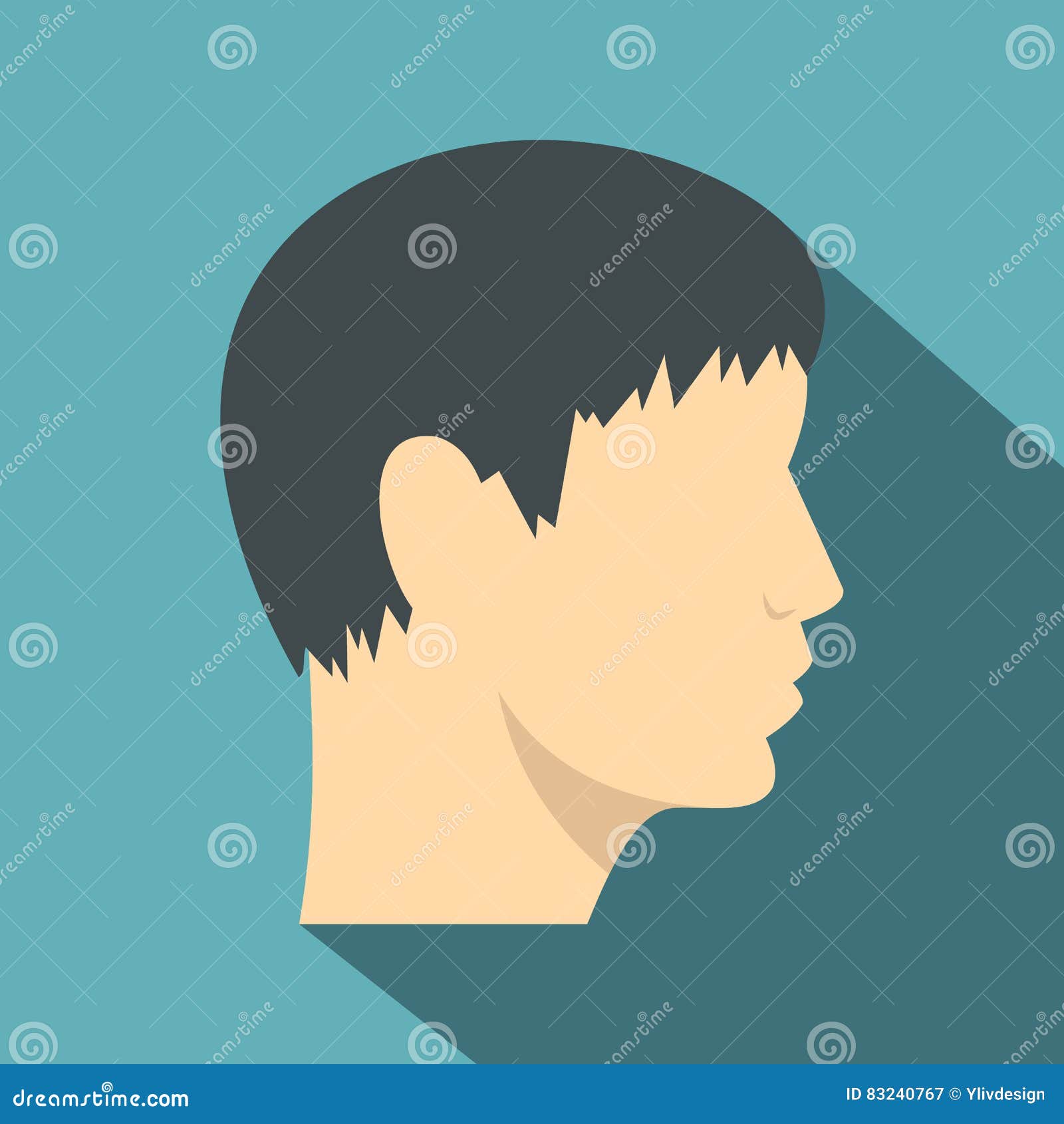 Human Head, Side View Icon, Flat Style Stock Vector - Illustration of ...
