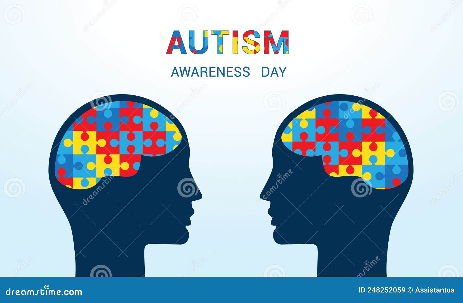 Human Head Silhouette.Brain-shaped Puzzles. Autism Awareness Day Stock ...