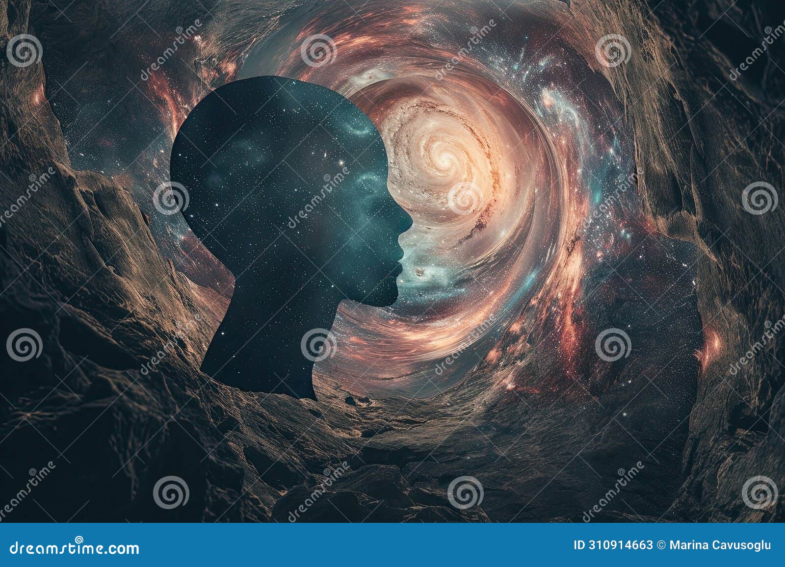 The Whole Universe in Human S Mind. Stock Image - Image of ...