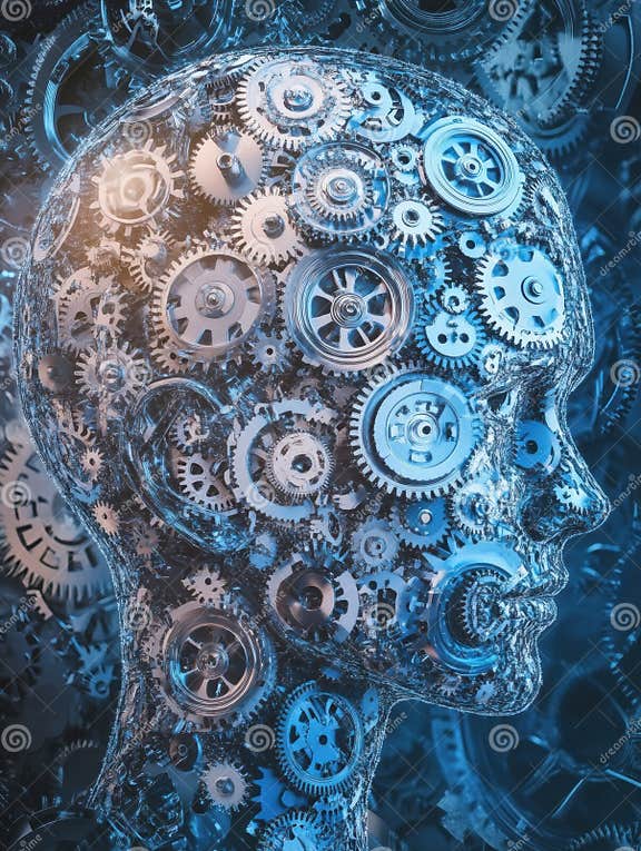 Human Head Silhouette Filled with Interlocking Gears Symbolizing the ...