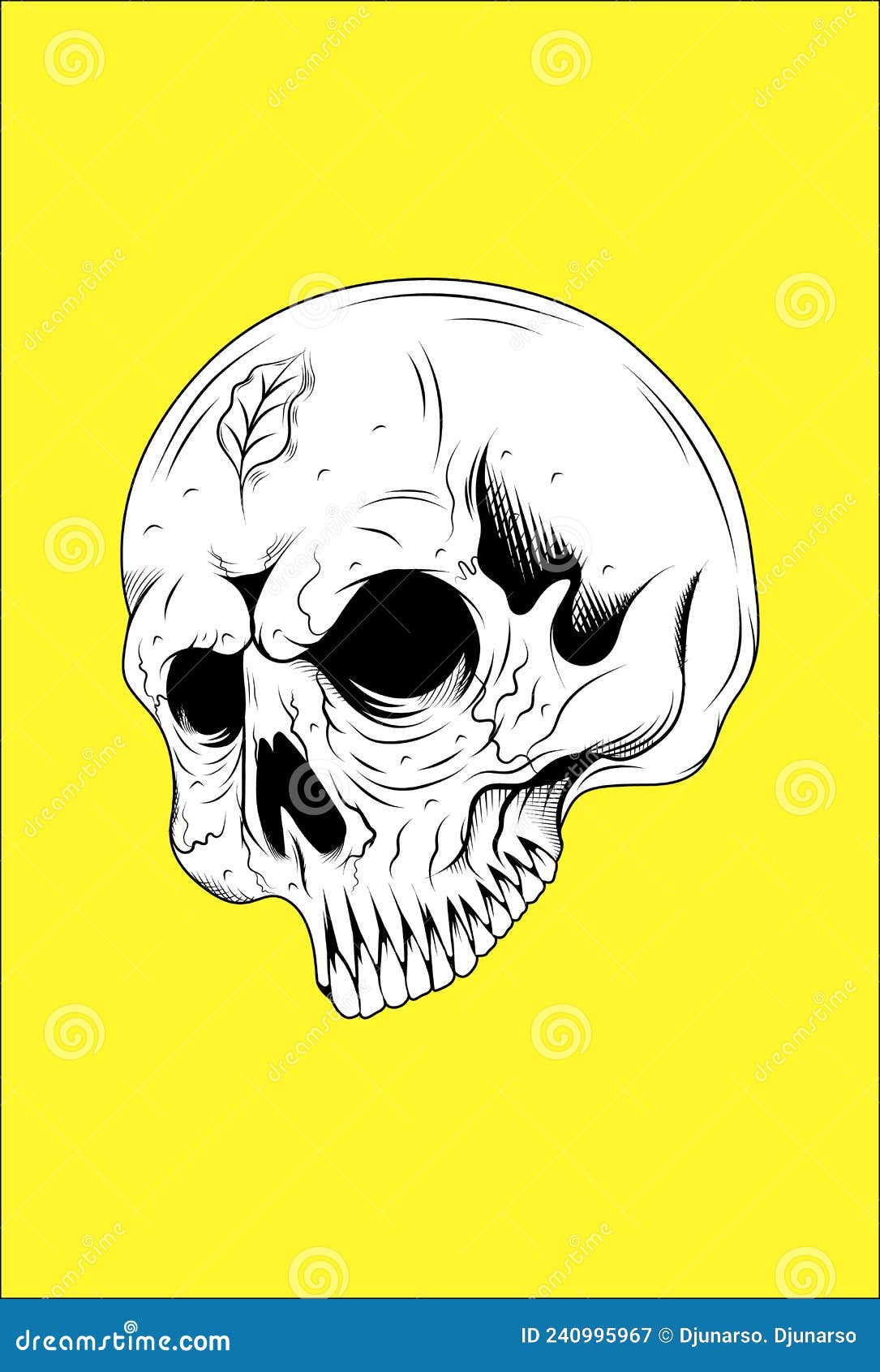 Human Head Skull and Leaf Vector Illustration Stock Vector ...