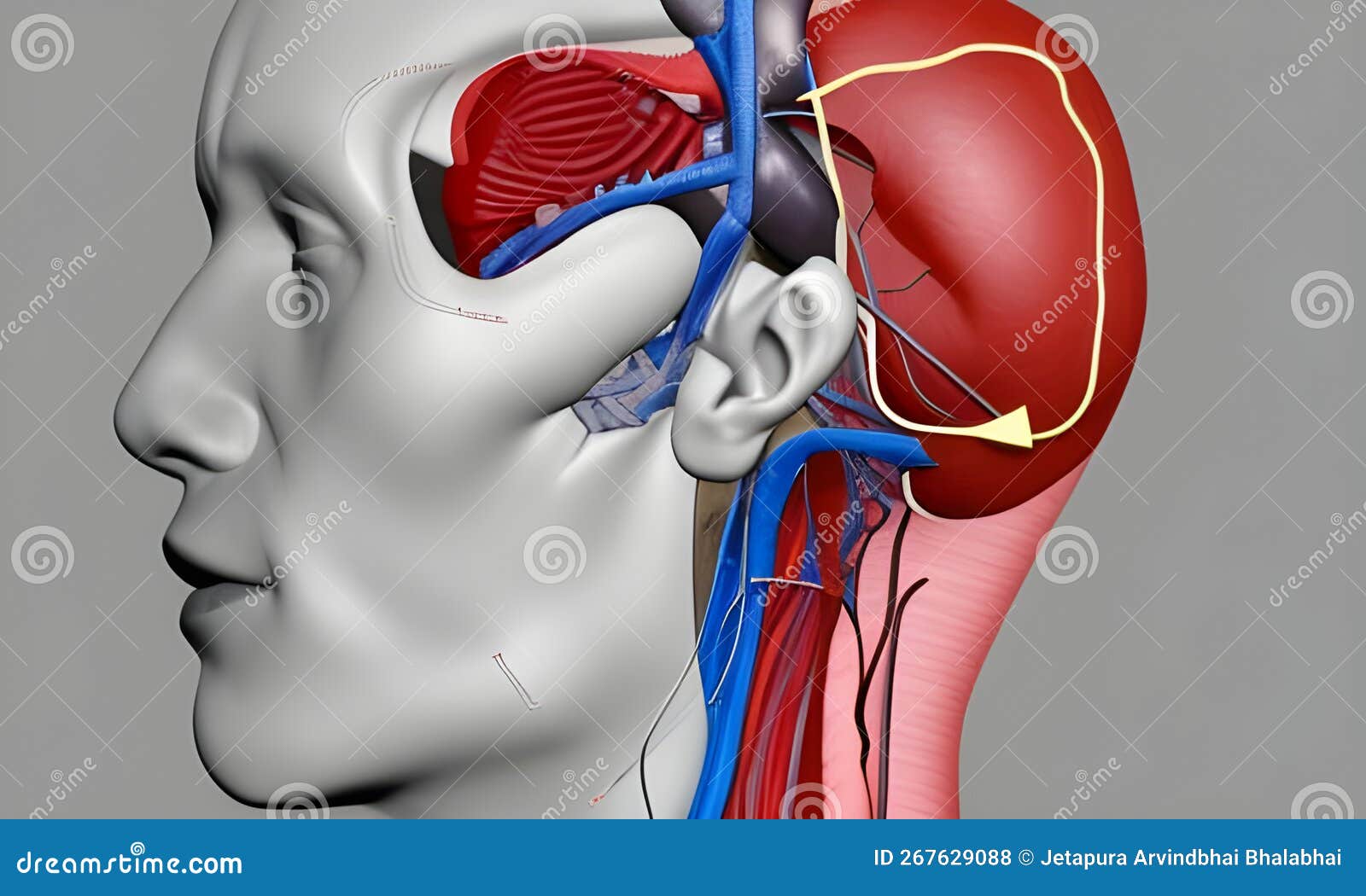 Human Head Slice Profile Side View Deep Facial Formations. The ...