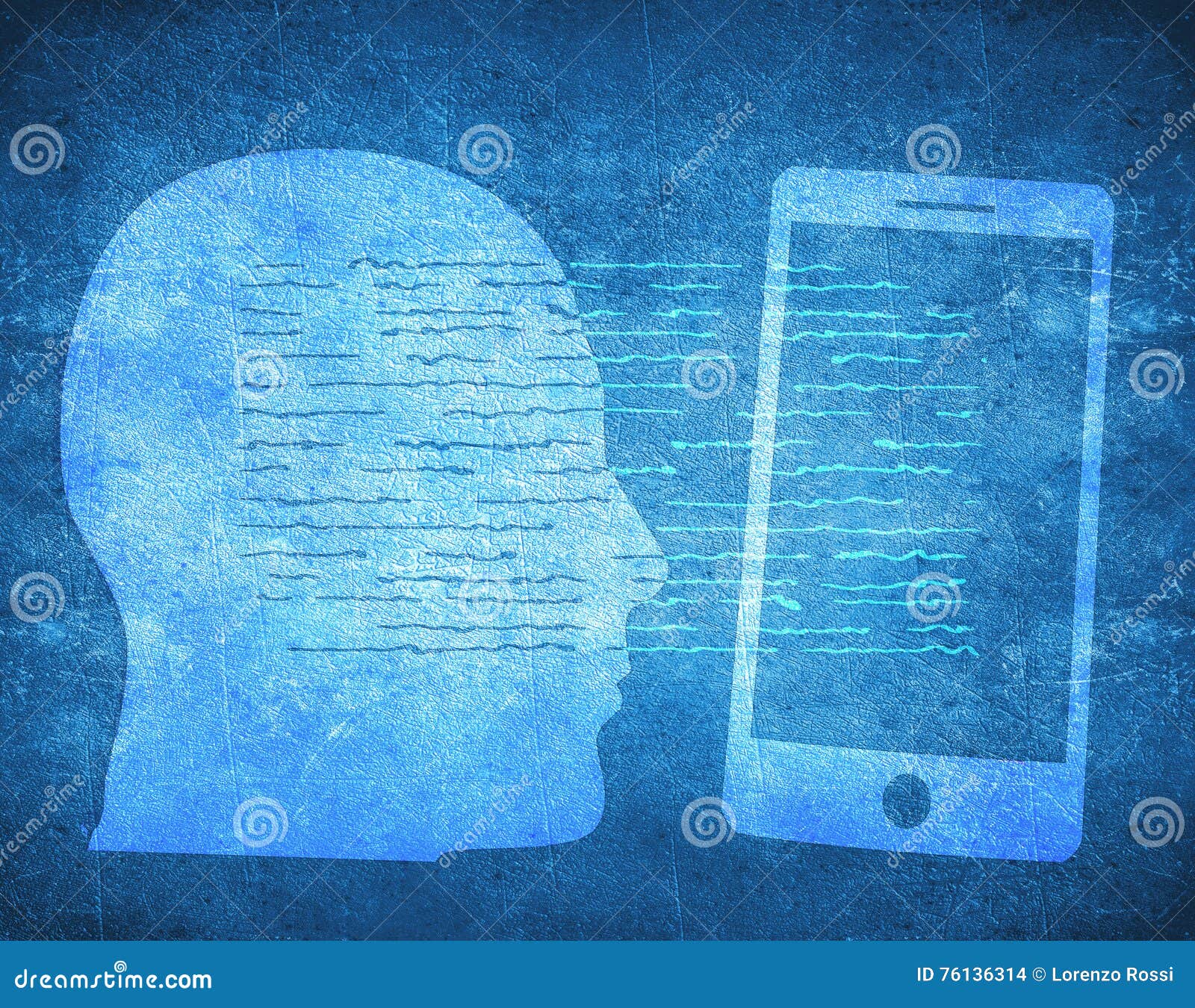 Human head and smartphone stock illustration. Illustration of human ...