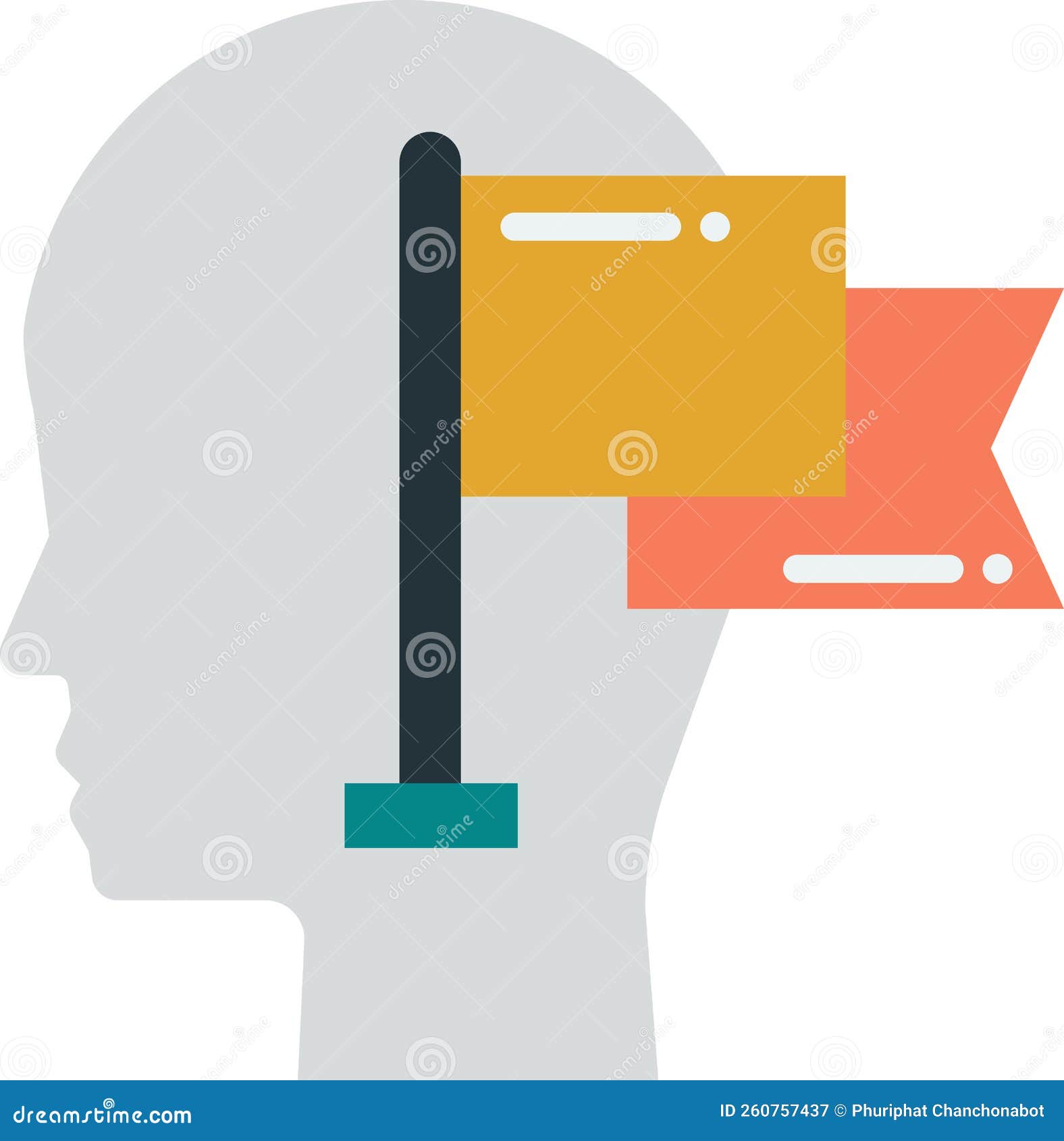 Human Head and Strategy Illustration in Minimal Style Stock Vector ...
