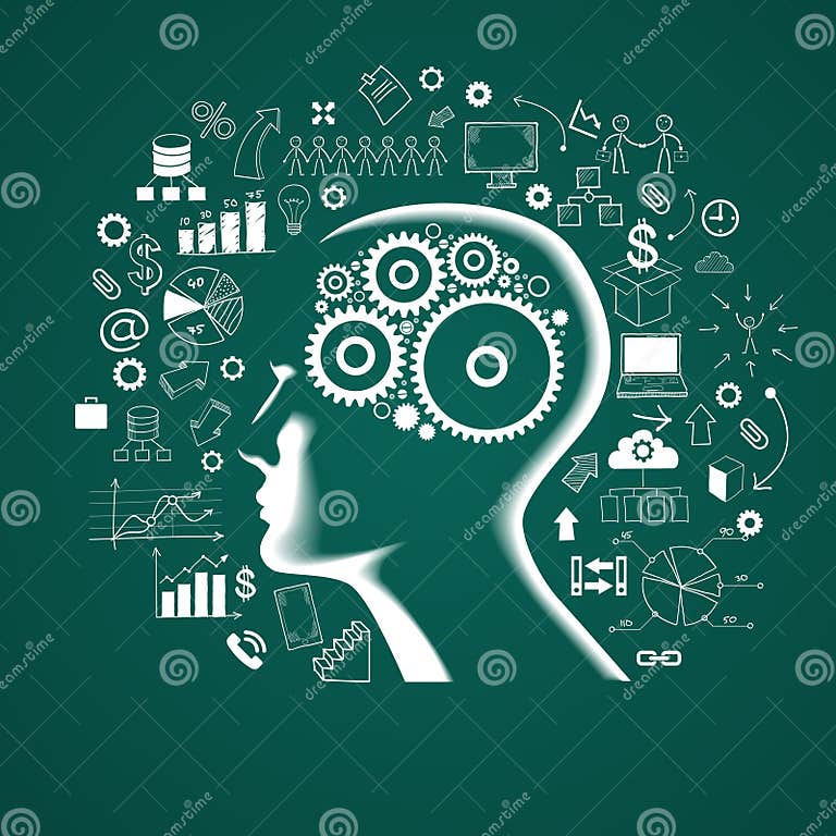 Human Head and Symbolize Thinking Stock Illustration - Illustration of ...