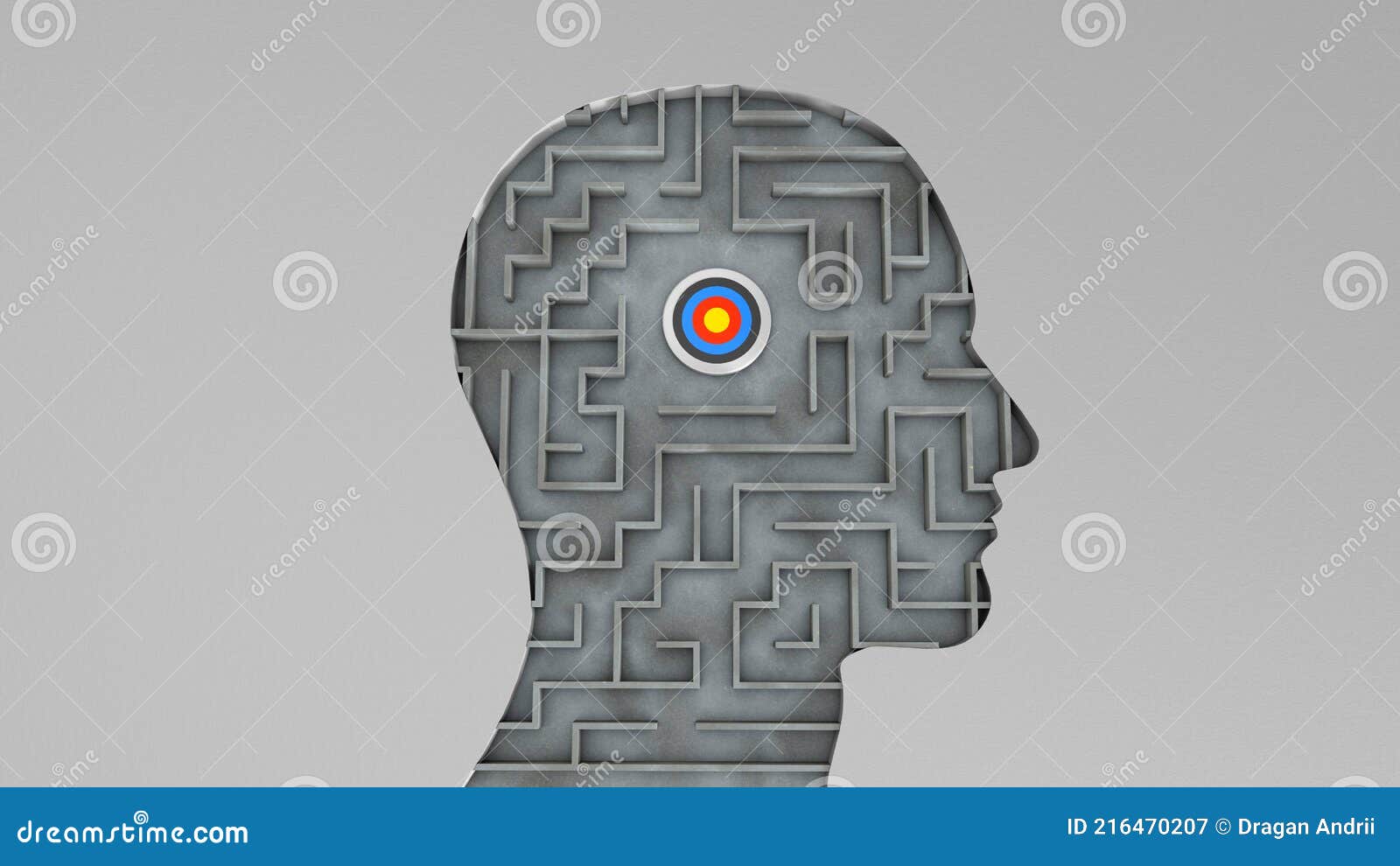 Human Head and Target Inside. Concept of How To Reach the Goal Stock ...