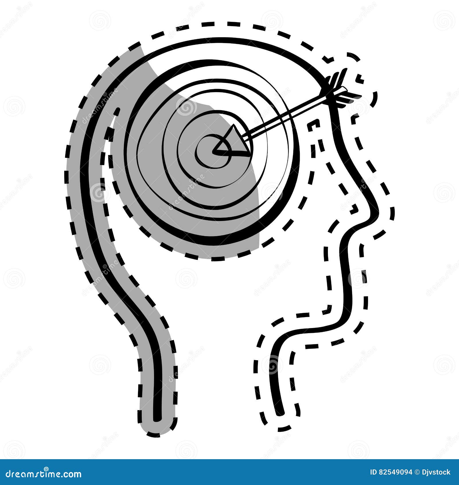 Human Head with Target Inside Stock Illustration - Illustration of ...